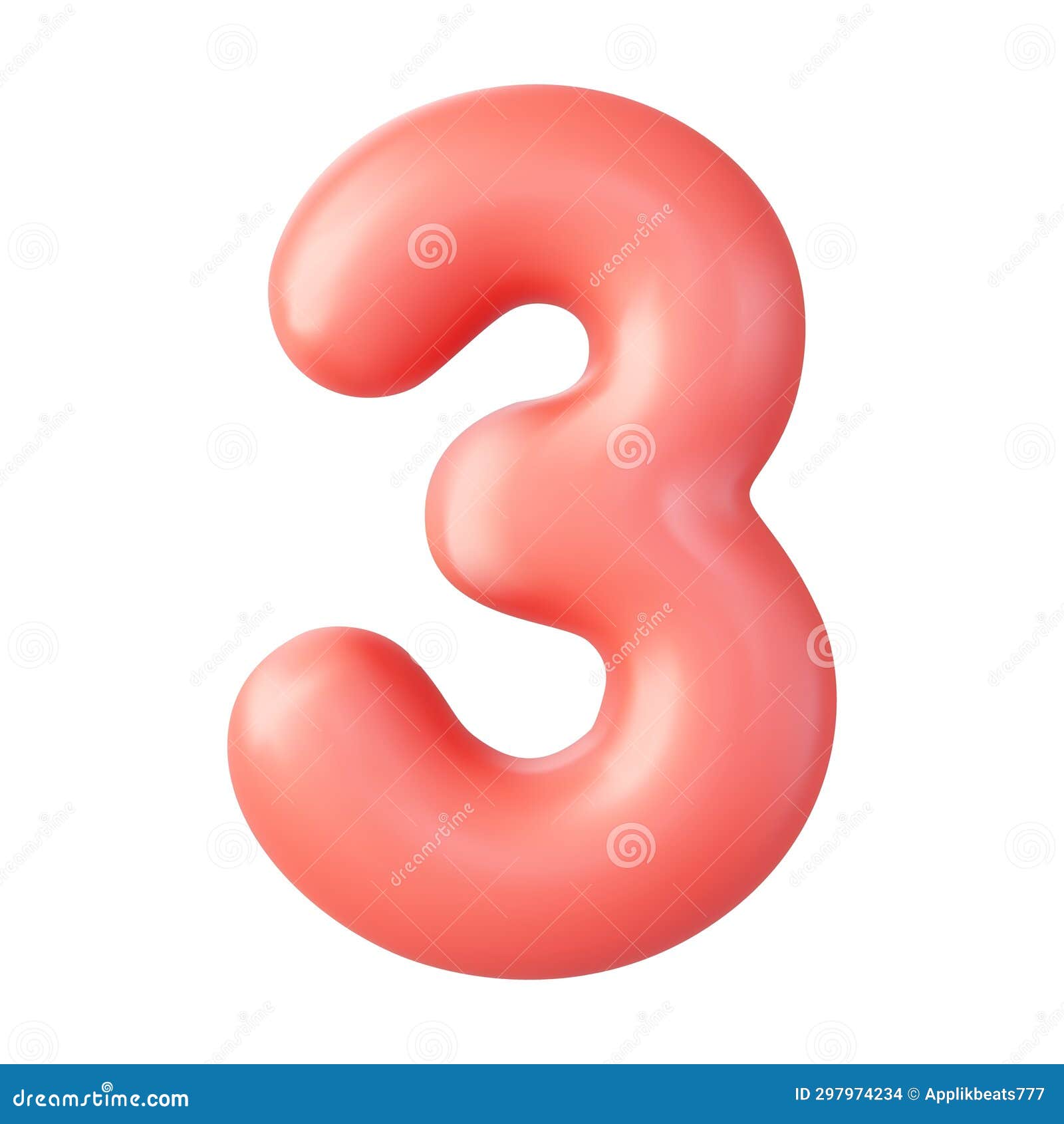 3d Number 3. Three Number Sign Red Color Stock Illustration ...
