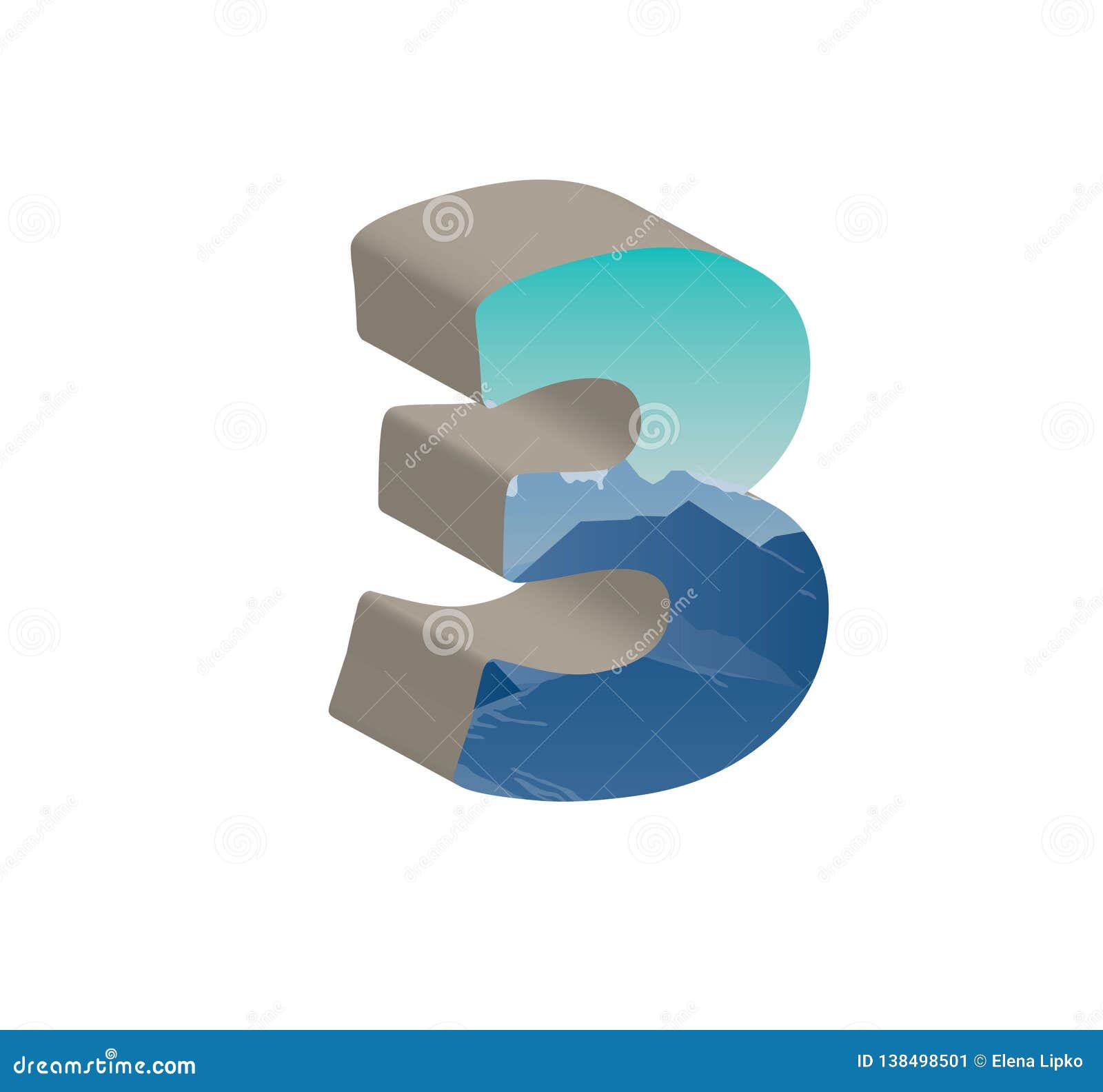 3D Number Three. Vector Illustration of 3D Font Stock Vector ...