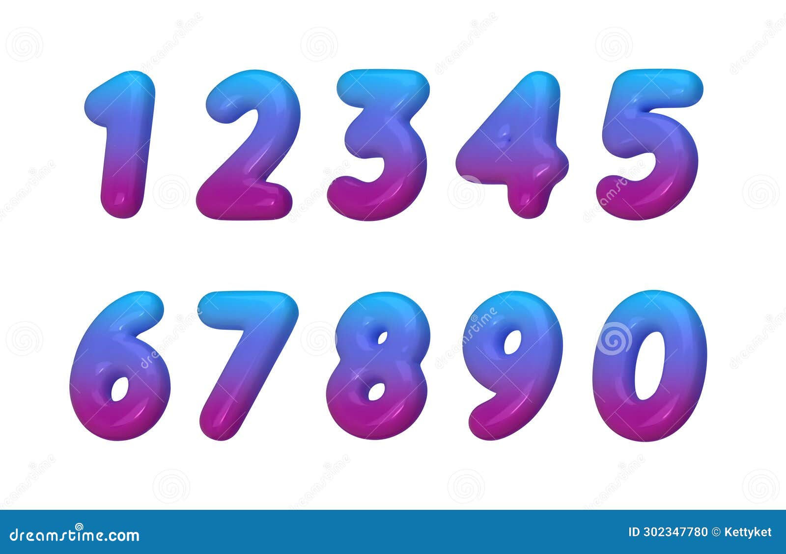 3D Numbers Plastic Violet from 0 To 9. Vector Illustration Stock Vector ...