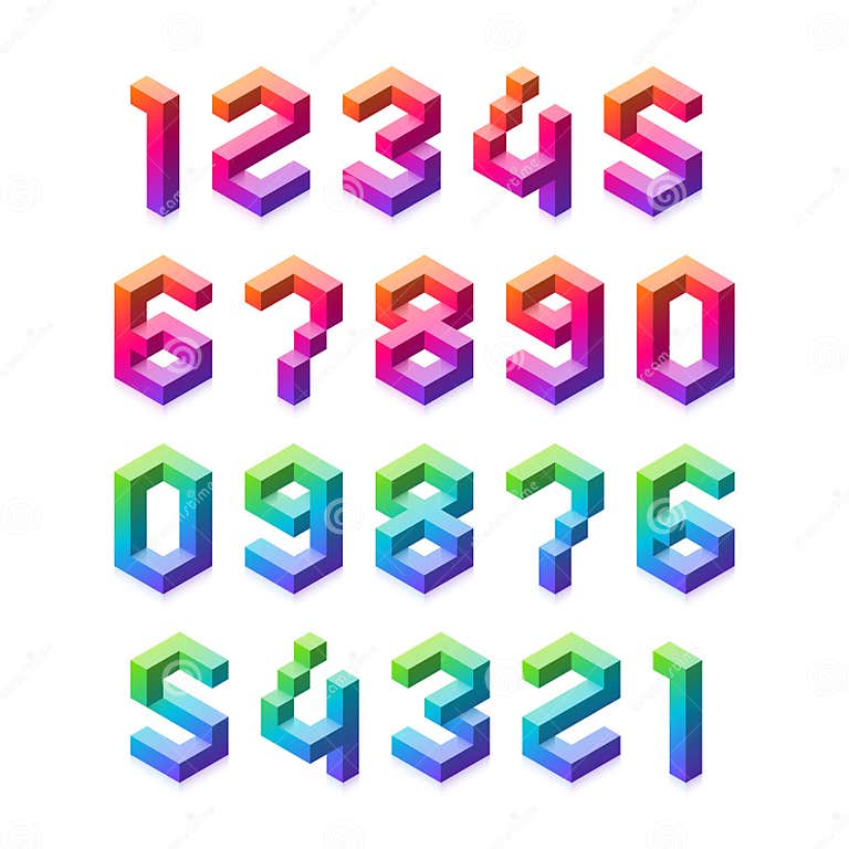 3D numbers set stock vector. Illustration of colored - 39665736