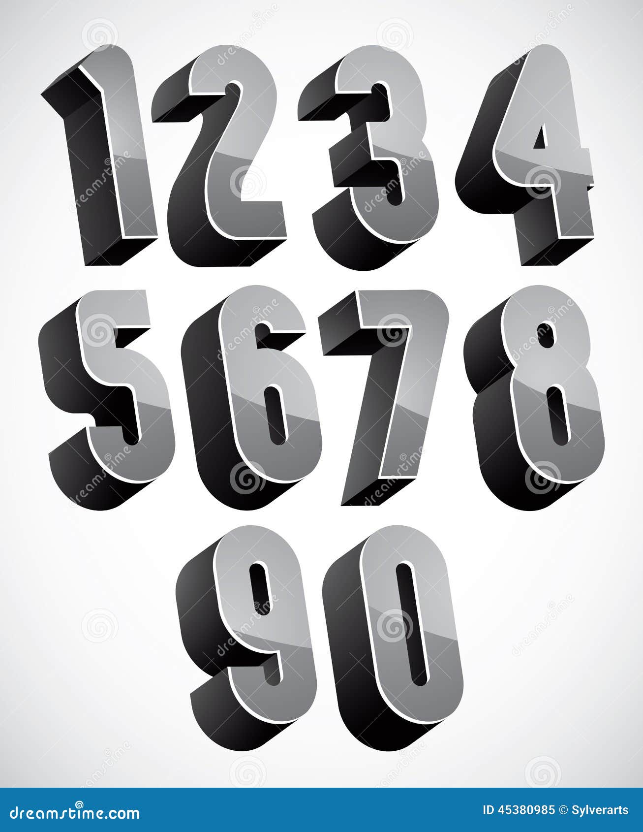 3d numbers set. stock vector. Illustration of symbol - 45380985