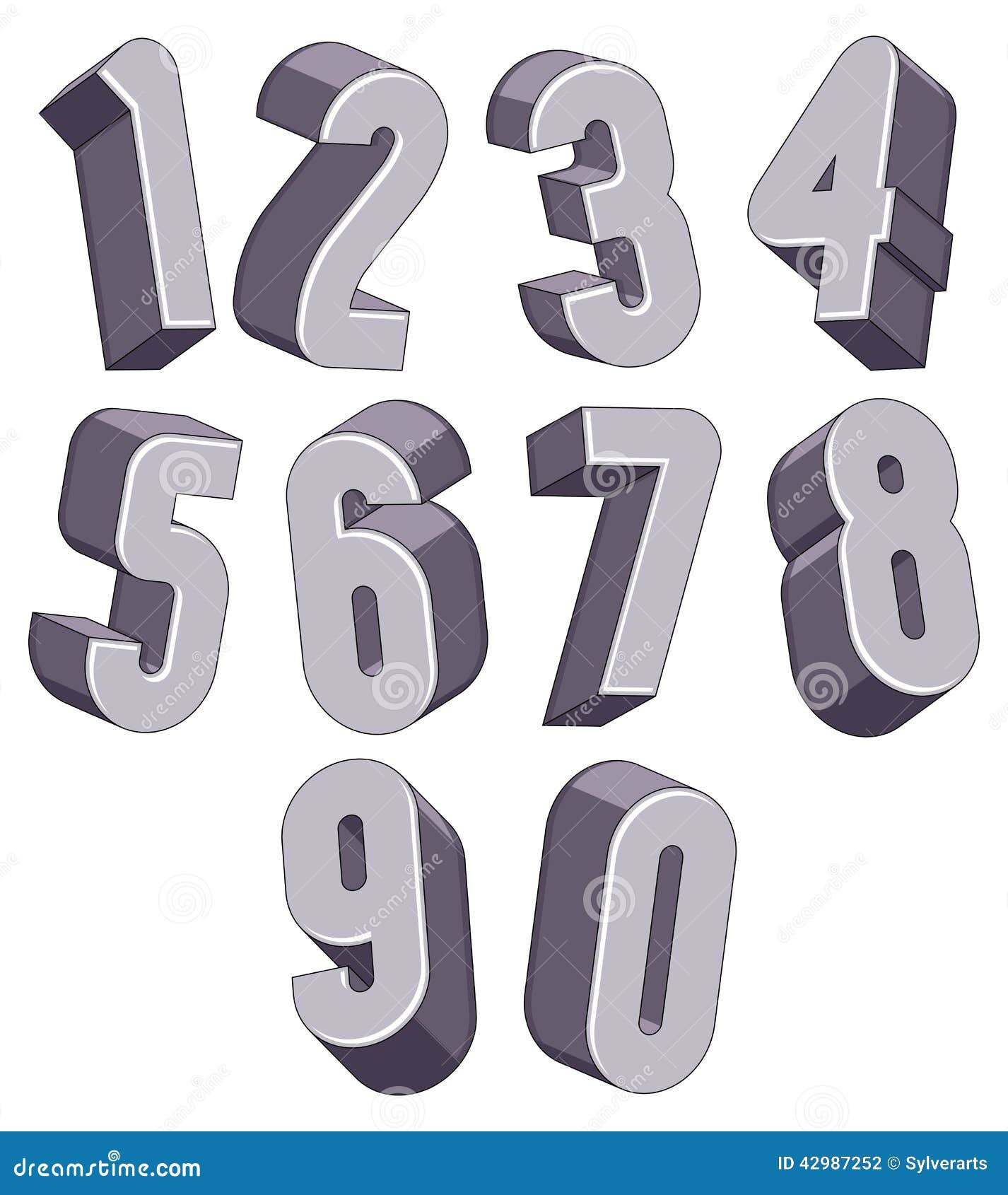 3d numbers set. stock vector. Illustration of sans, type - 42987252