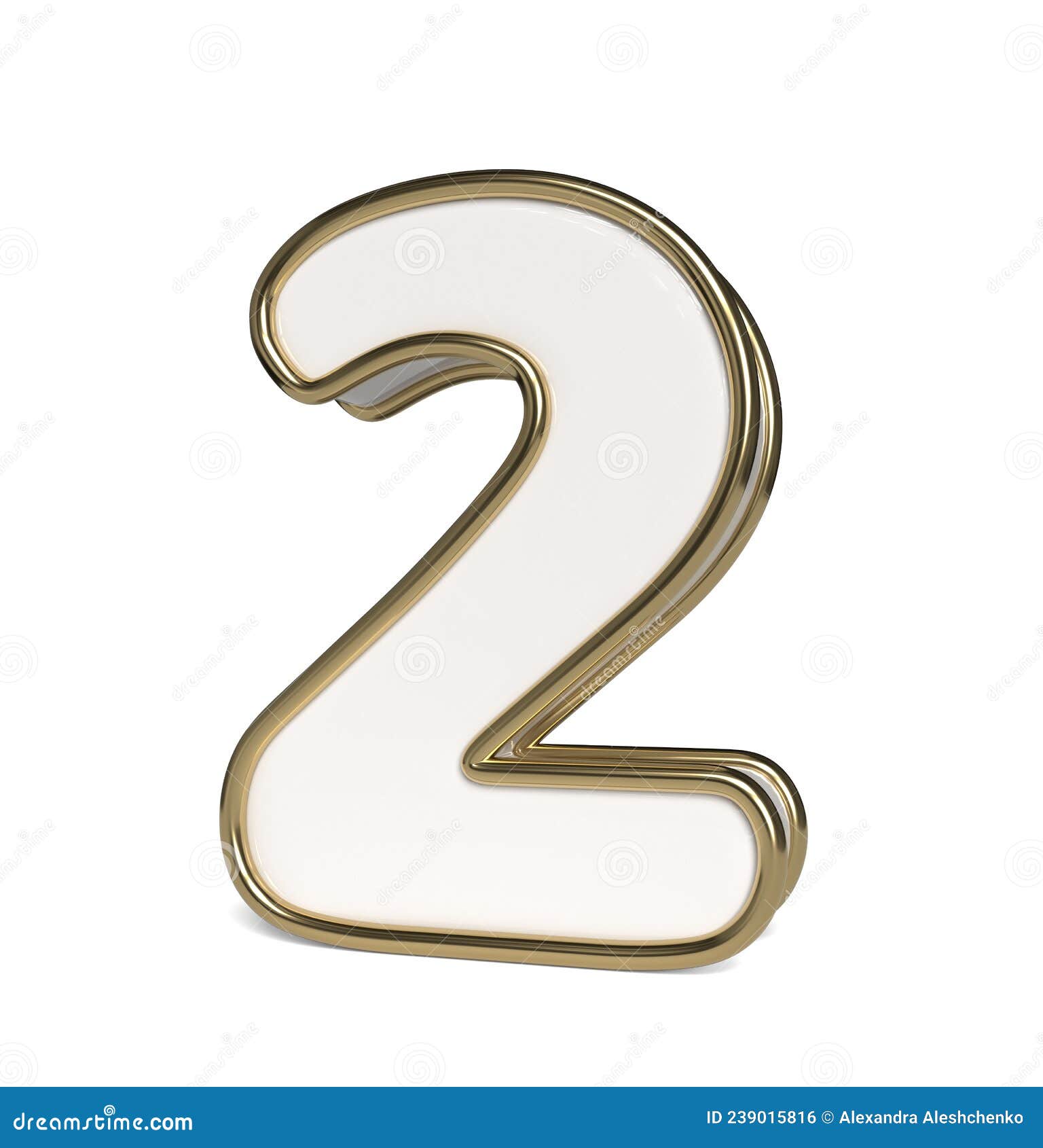 3D Numbers in White and Gold Colors. Number 2 Stock Illustration ...