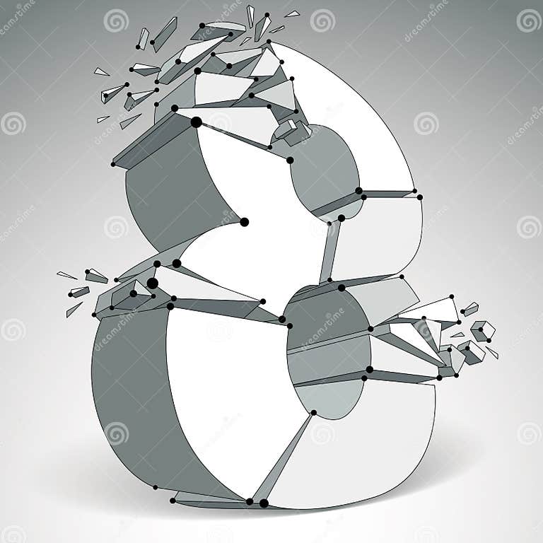 3d Numero Monocromatico 8 Del Wireframe Digitale Di Vettore Rotto in ...