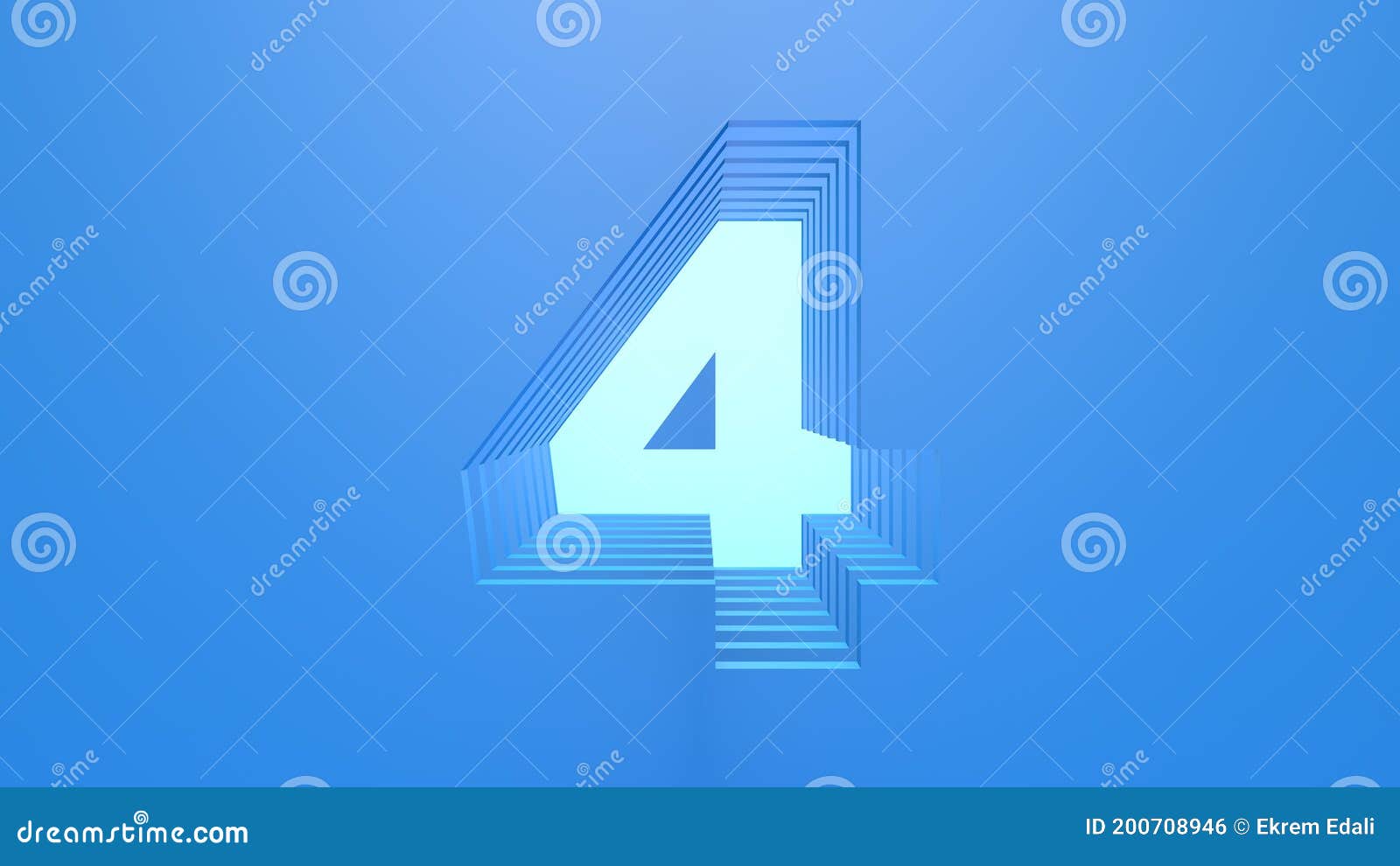 3D Object Layered Characters: Number "4 Stock Illustration ...