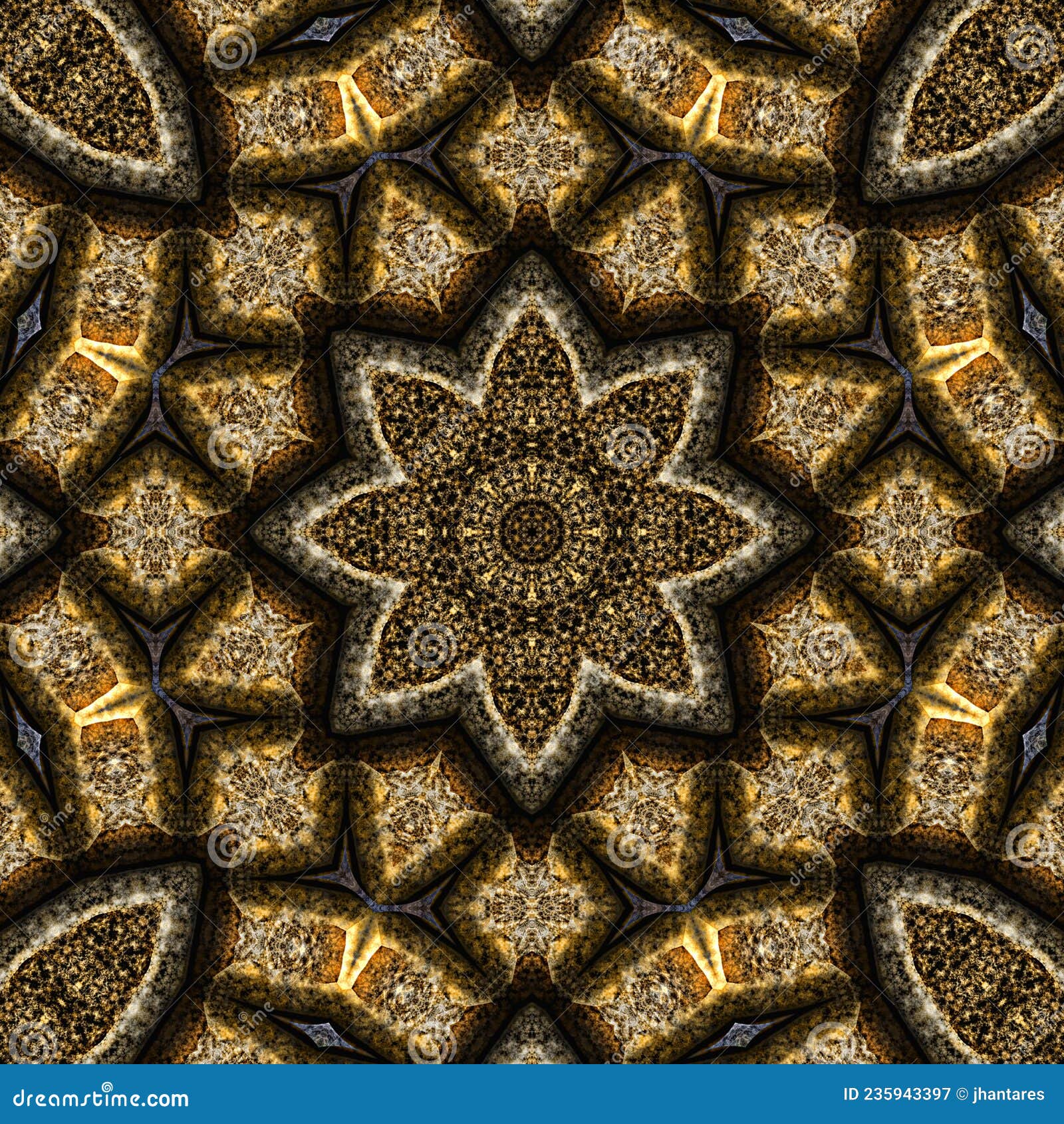 3d Octagonal Golden Metallic Surface Graphic Stock Illustration ...