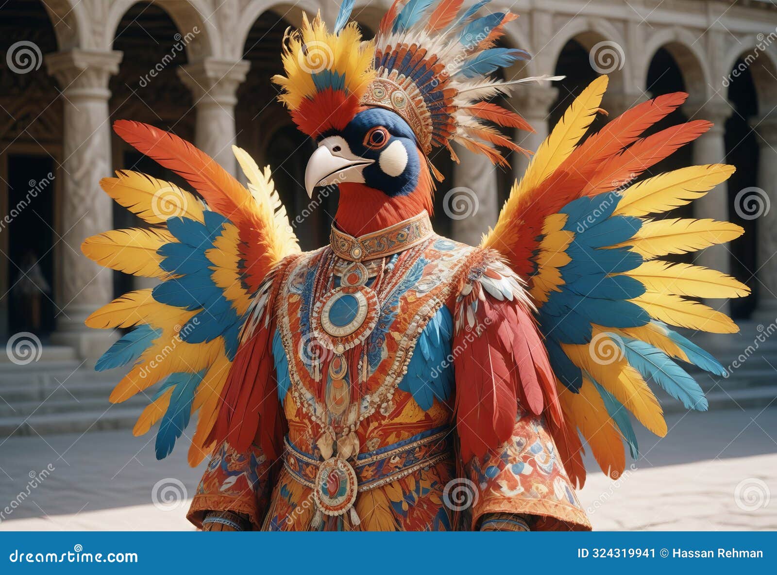 A 3D Ode To Nature and Culture in a Majestic Bird Stock Illustration ...