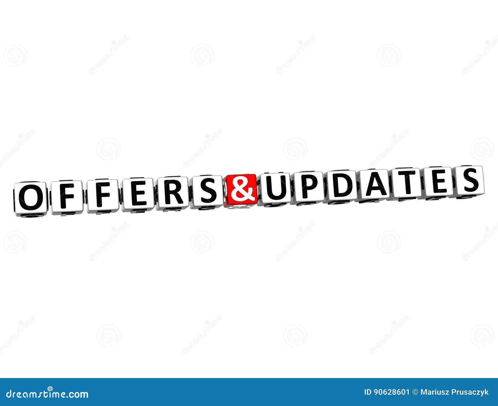 3D Offers and Updates Block Text on White Background. Stock ...