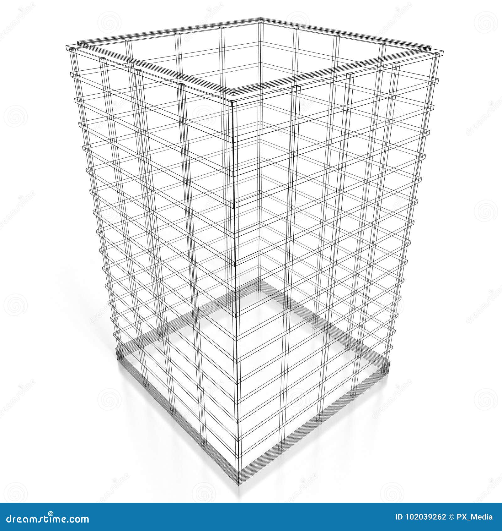 3D Office Building - Wireframe Stock Illustration - Illustration of ...