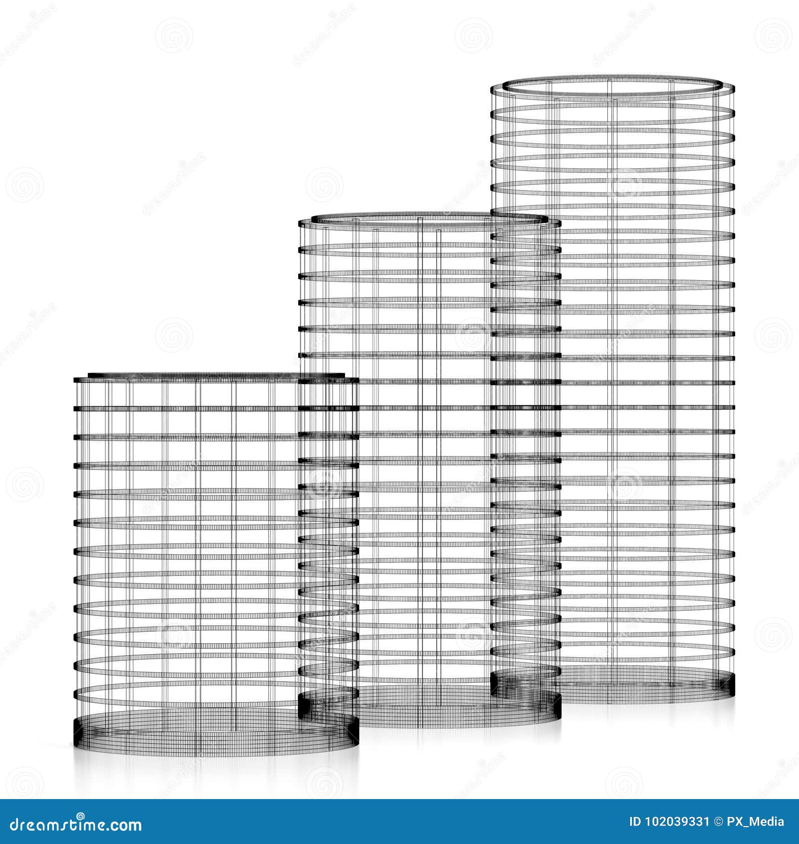 3D Office Buildings - Wireframe Stock Illustration - Illustration of ...