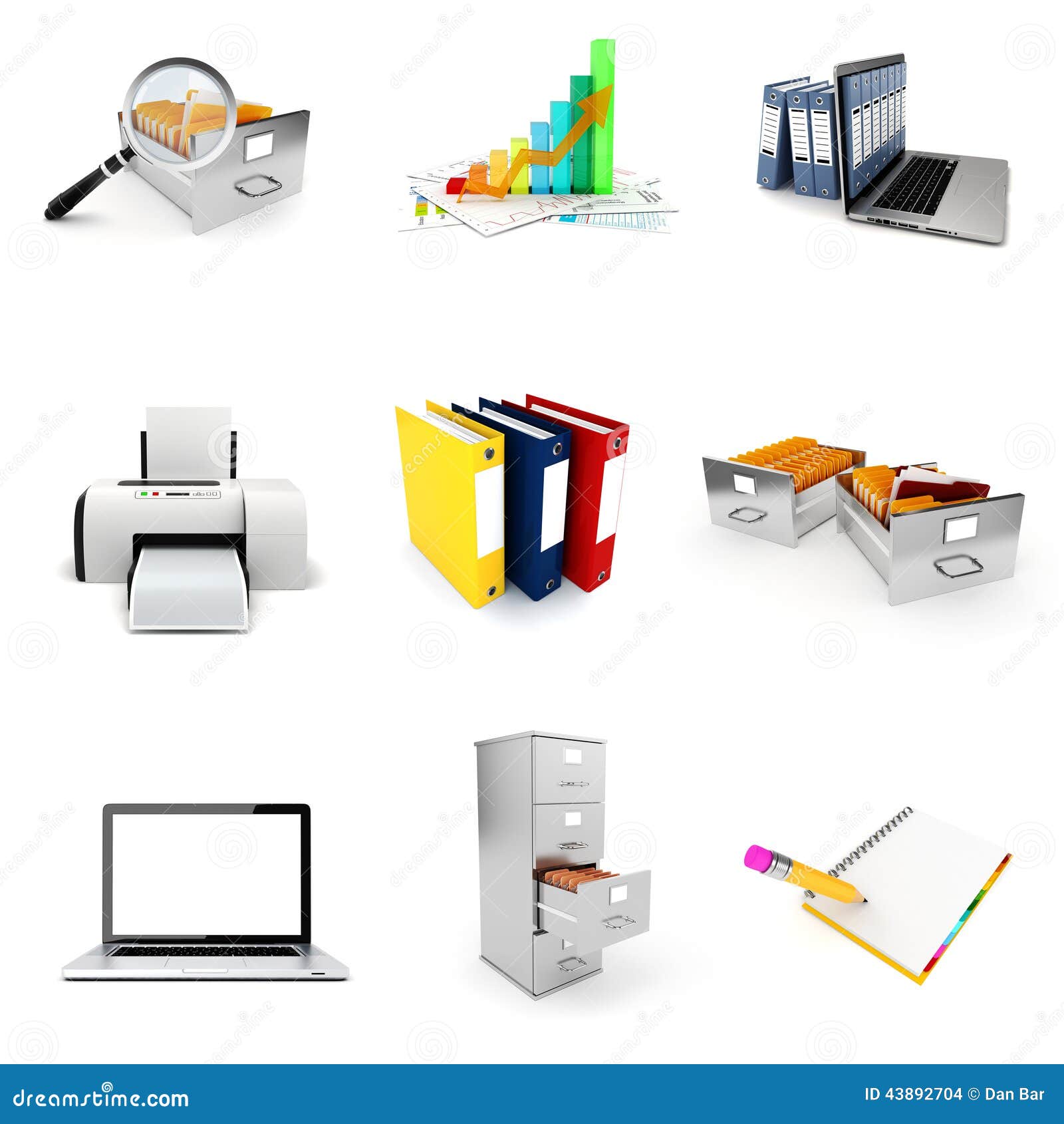 3d office elements set stock illustration. Illustration of life - 43892704