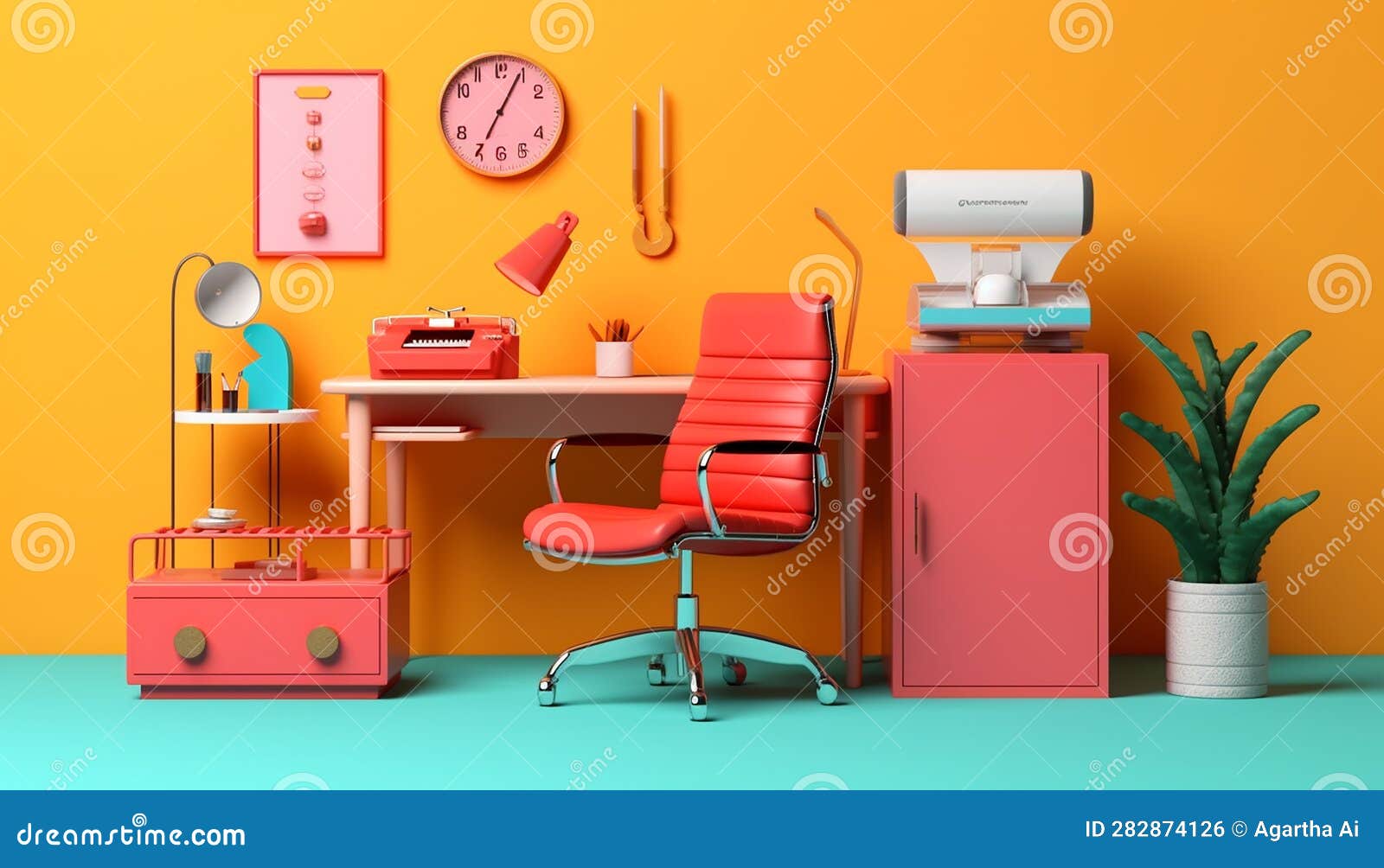 3D Office Objects. Minimal Pop Art Scene. High Quality Render Created with Generative Ai. Stock ...