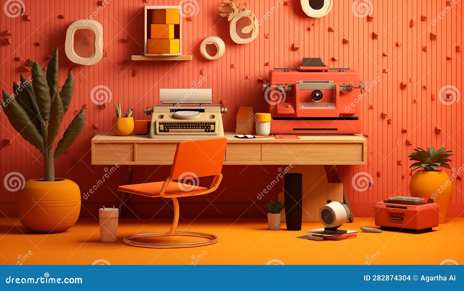 3D Office Objects. Minimal Pop Art Scene. High Quality Render Created ...