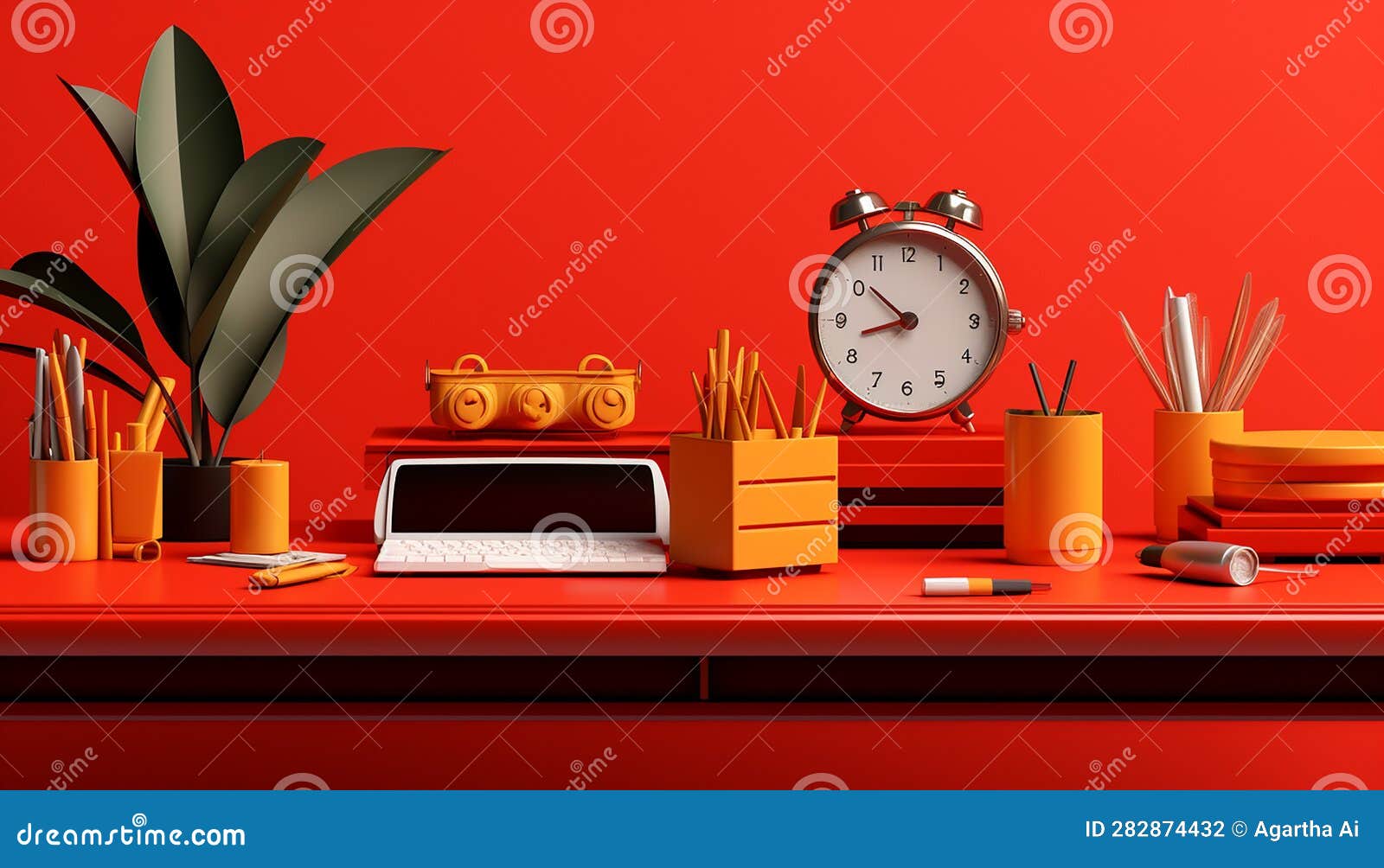 3D Office Objects. Minimal Pop Art Scene. High Quality Render Created with Generative Ai. Stock ...