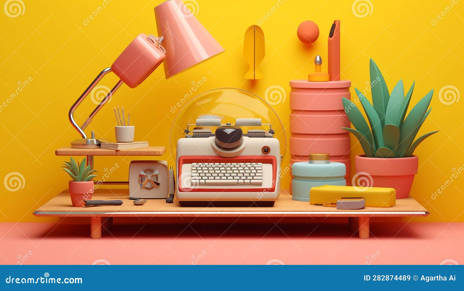 3D Office Objects. Minimal Pop Art Scene. High Quality Render Created ...
