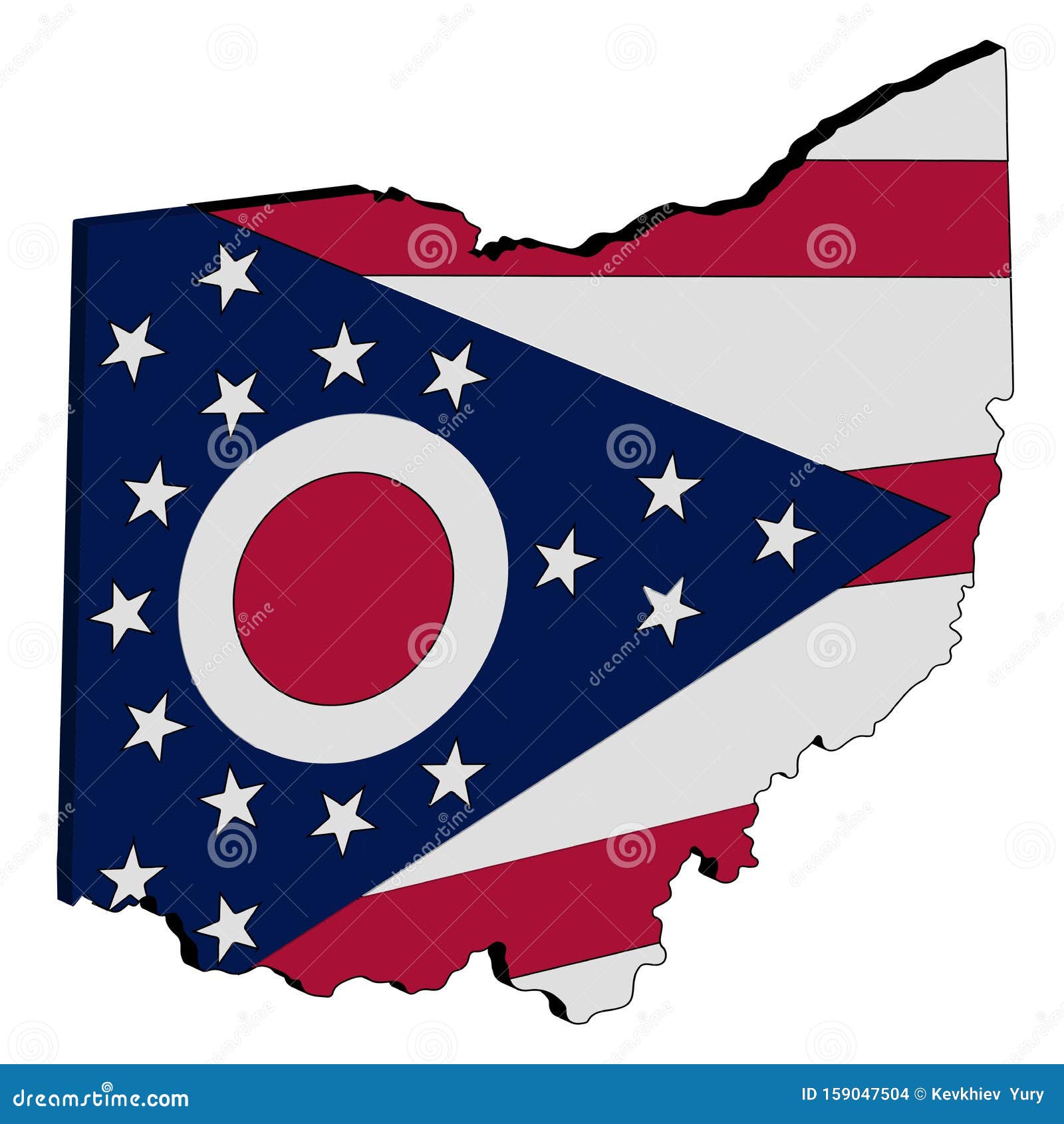3D Ohio Map Flag State Vector Illustration Stock Vector - Illustration ...