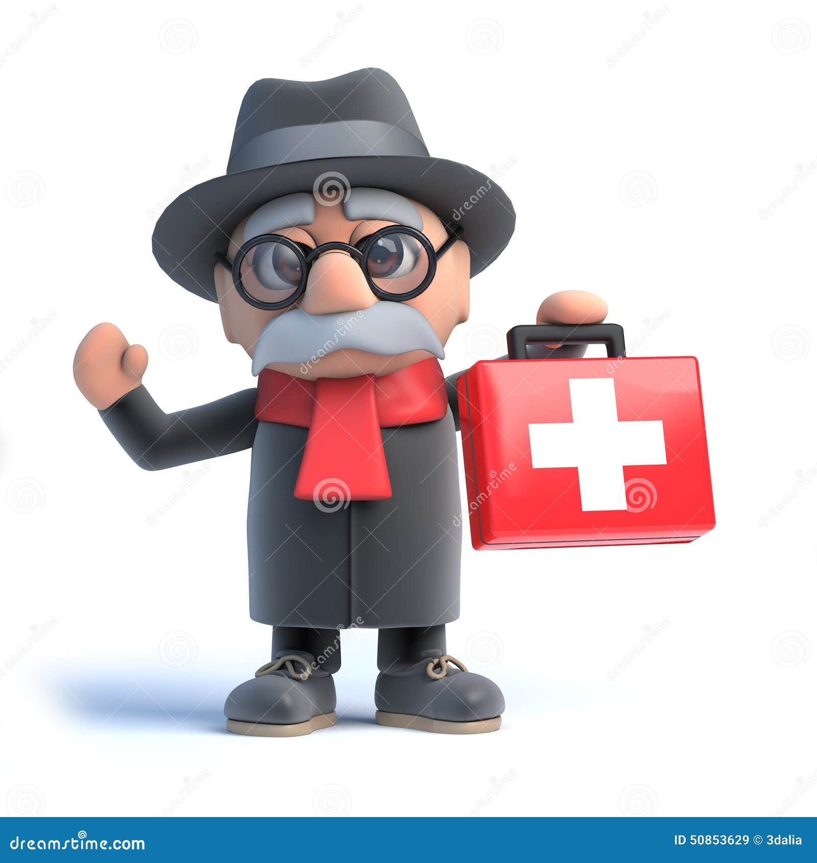 3d Old Man Brings First Aid Stock Illustration - Illustration of ...