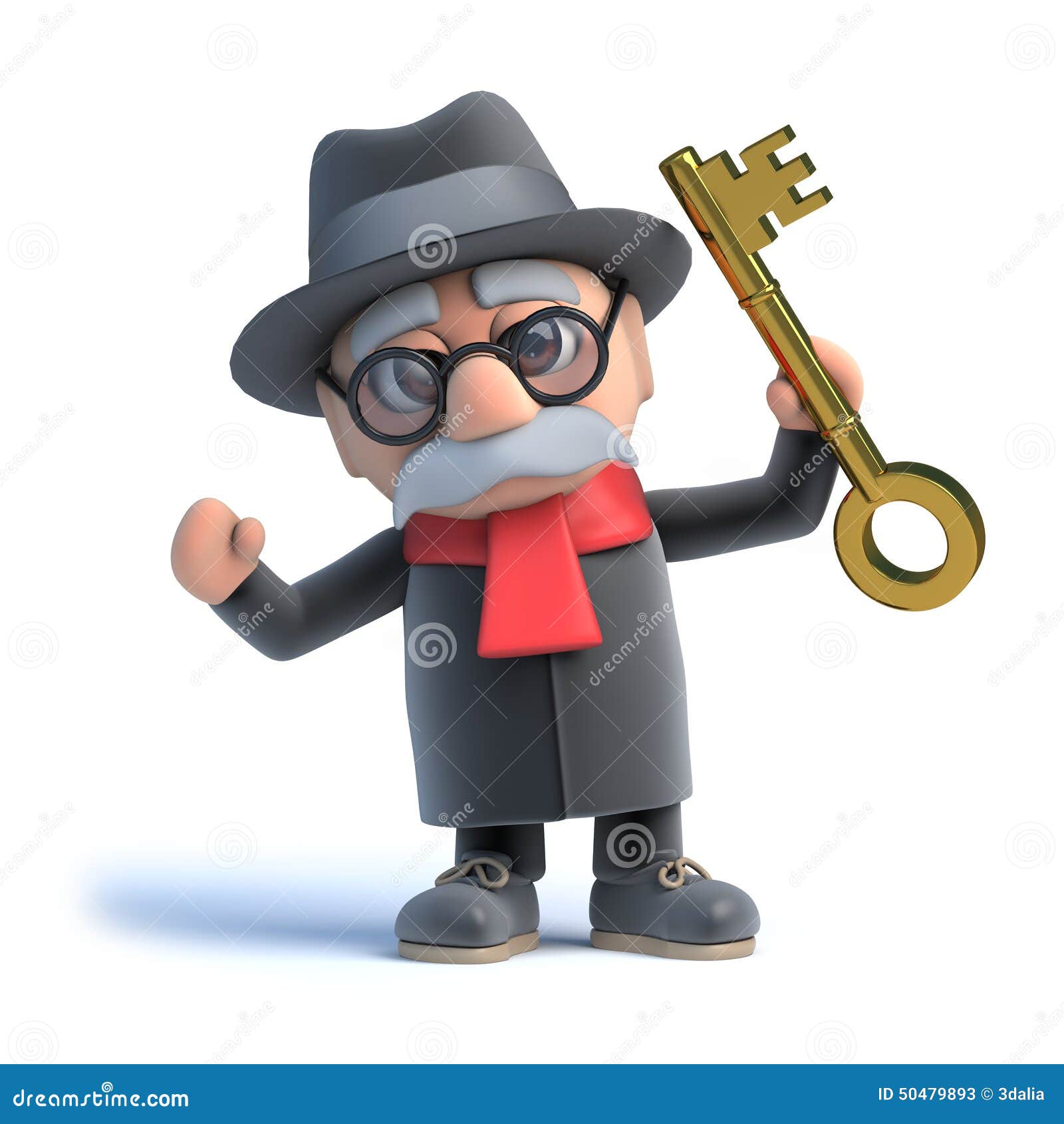 3d Old man has a gold key stock illustration. Illustration of geriatric ...
