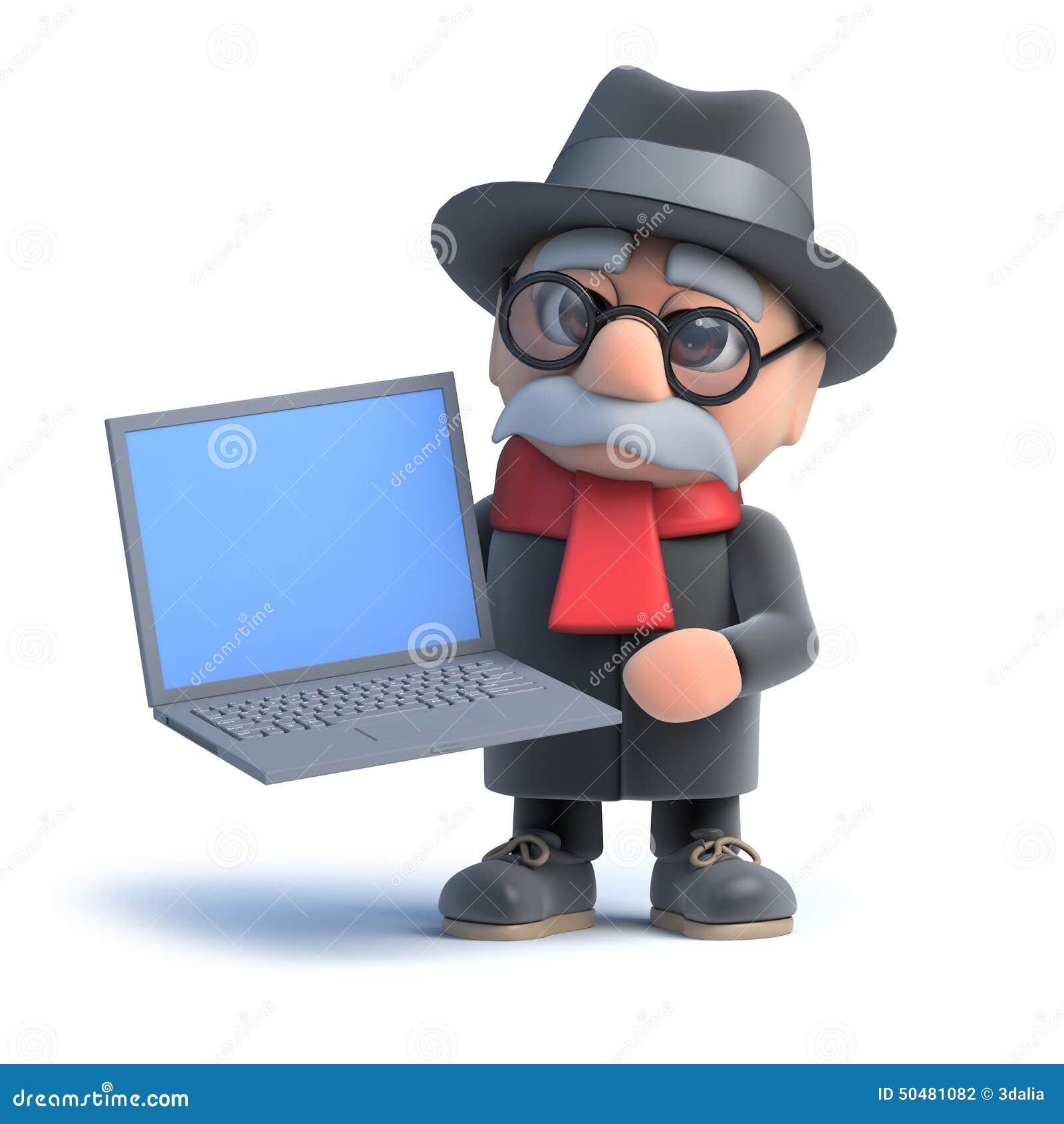 Old Man At Computer Animation