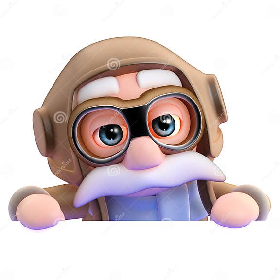 3d Old Pilot Looks Over the Top Stock Illustration - Illustration of ...