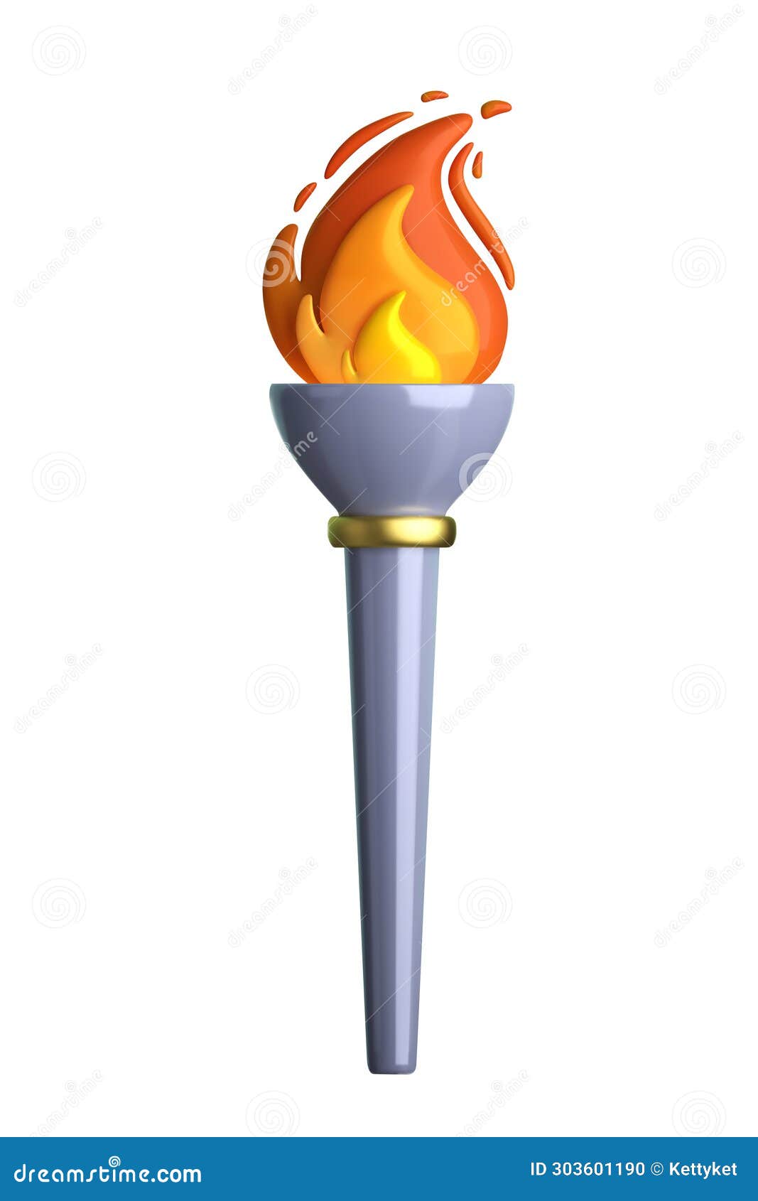 3D Olympic Torch with Burning Fire. Vector Illustration Stock Vector ...