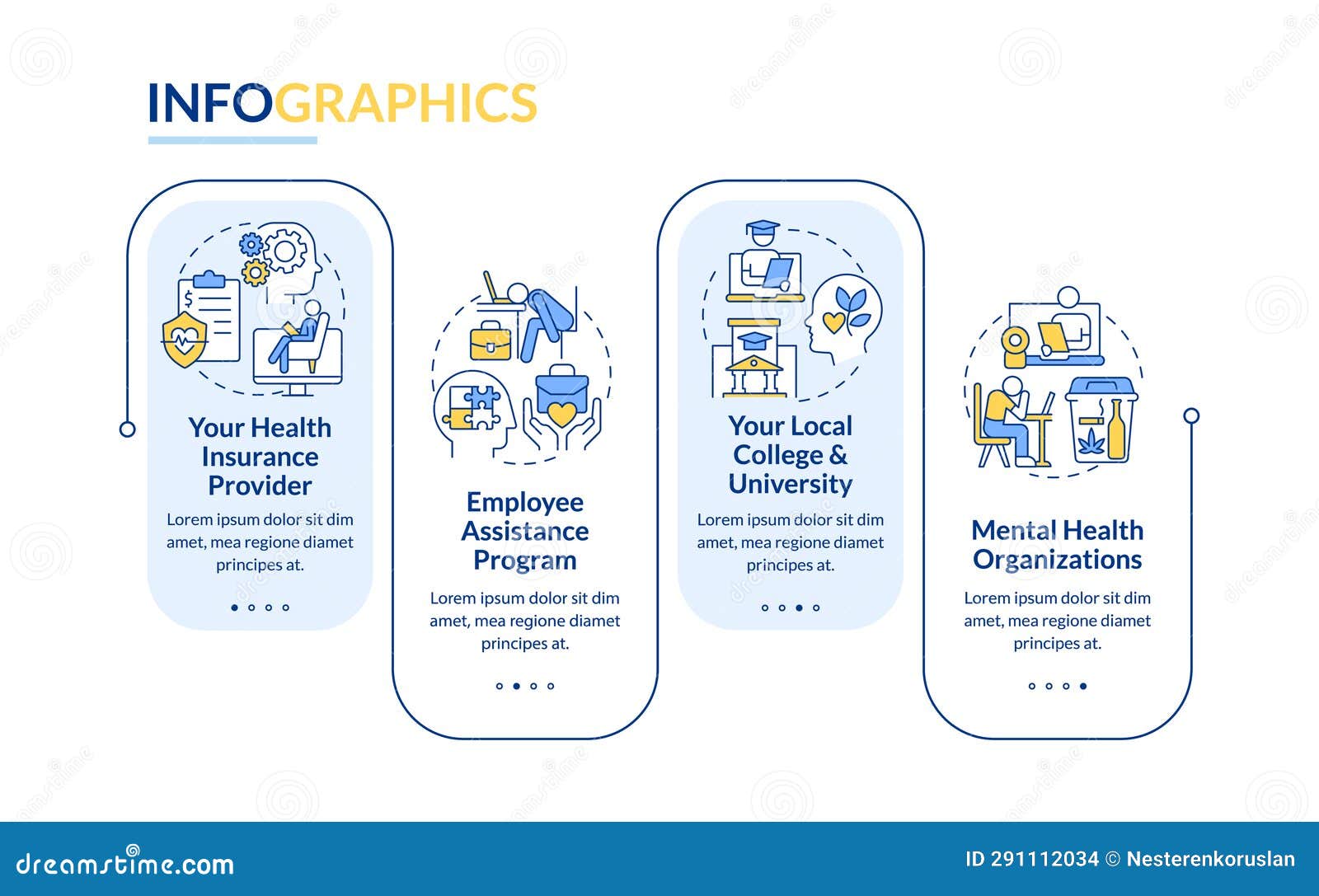 2D Online Therapy Layout with Thin Line Icons Concept Stock ...