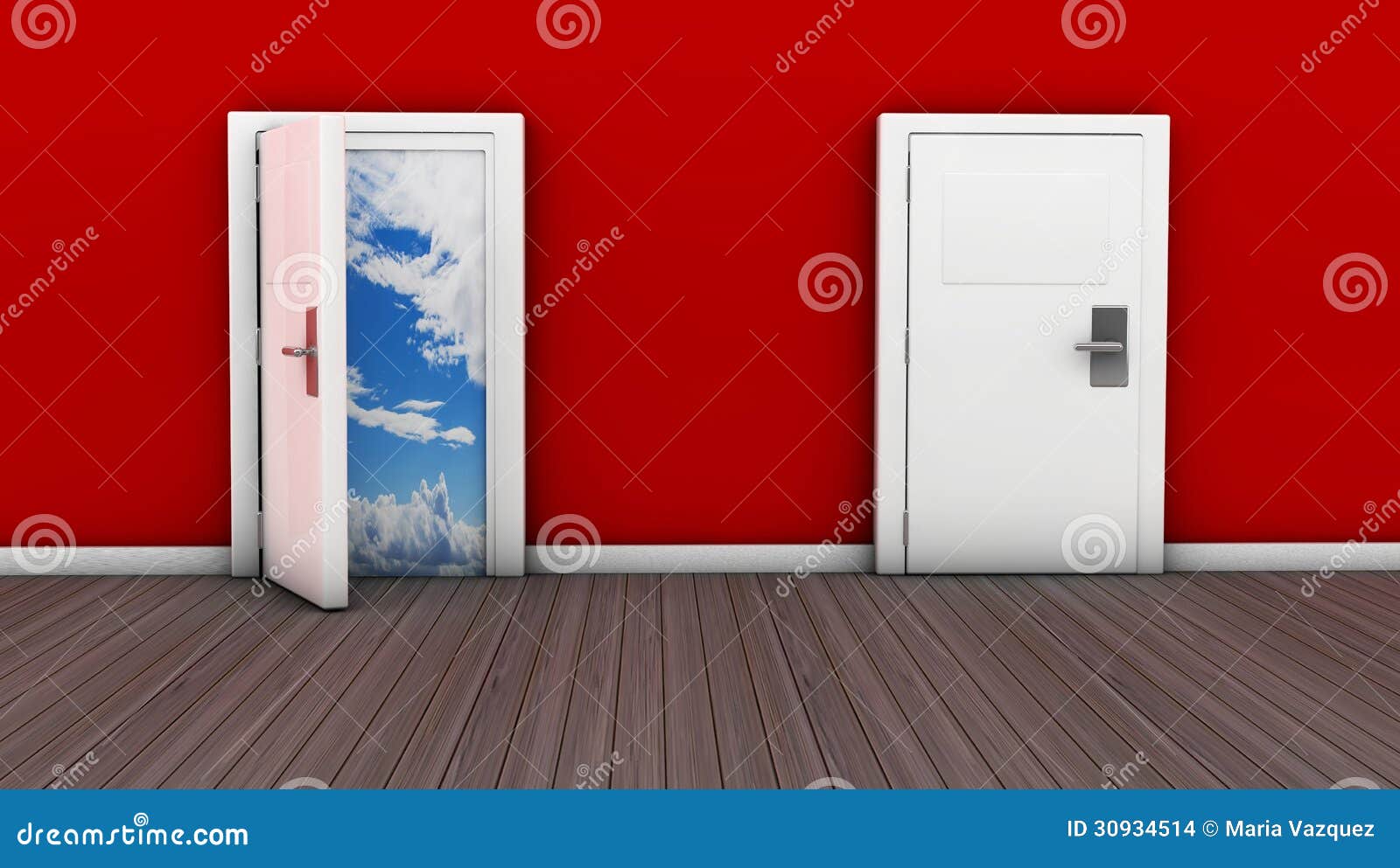 3d open en dichte deur stock illustratie. Illustration of vrijheid ...