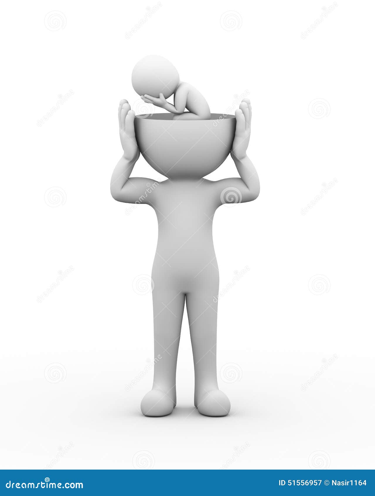 3d Open Hoofd Drukte Droevige Persoon in Stock Illustratie ...