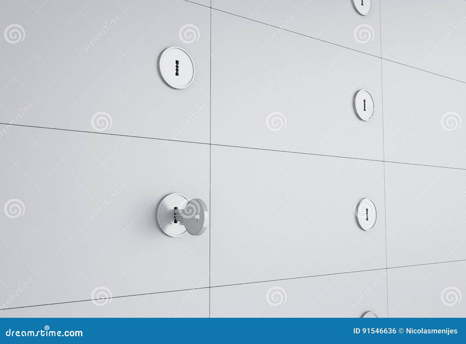 3d Open Safe Deposit Box with Key on Keyhole. Stock Illustration ...