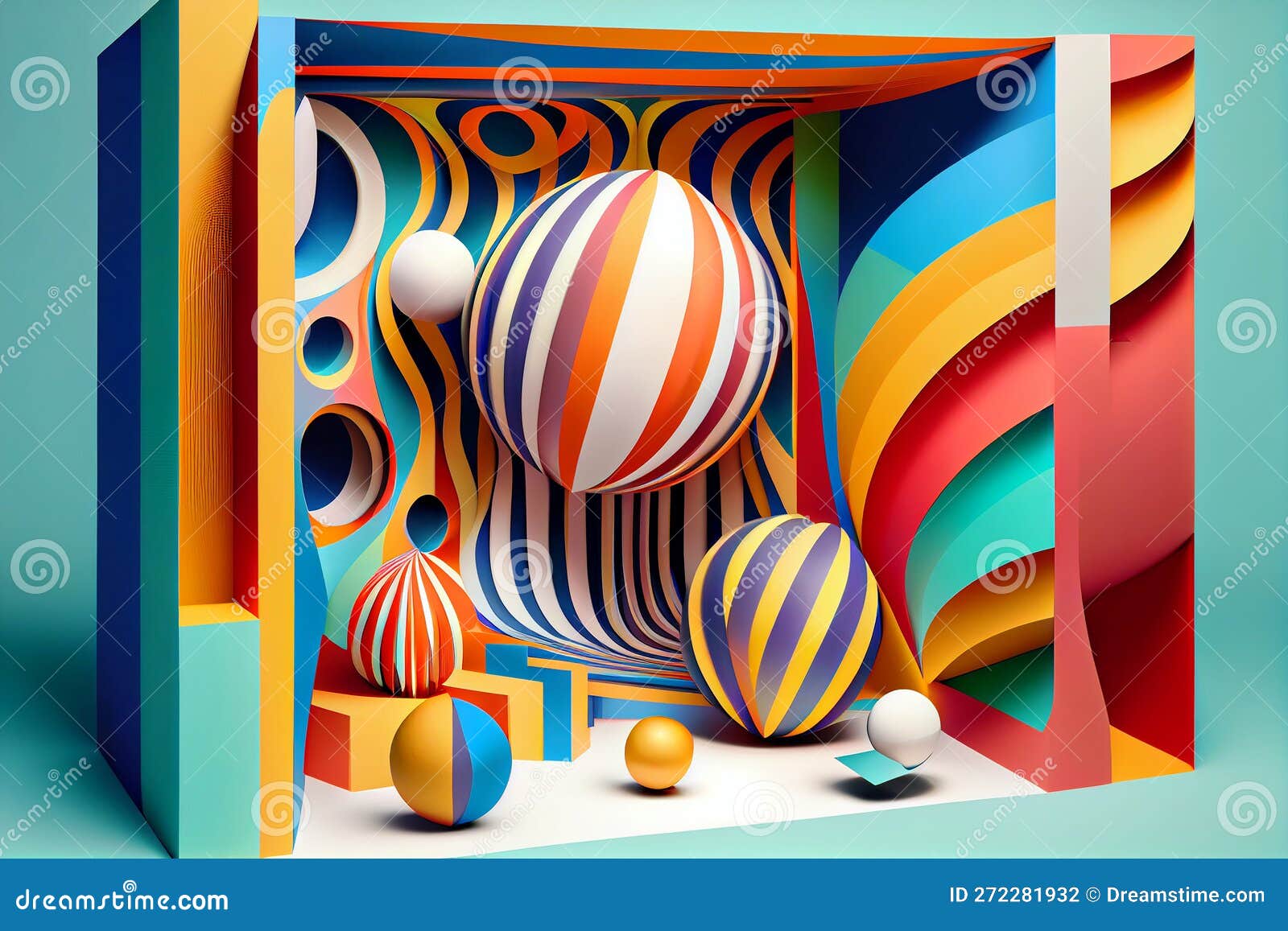 3D Optical Illusion Matrix of Reality Filled with Floating Objects ...