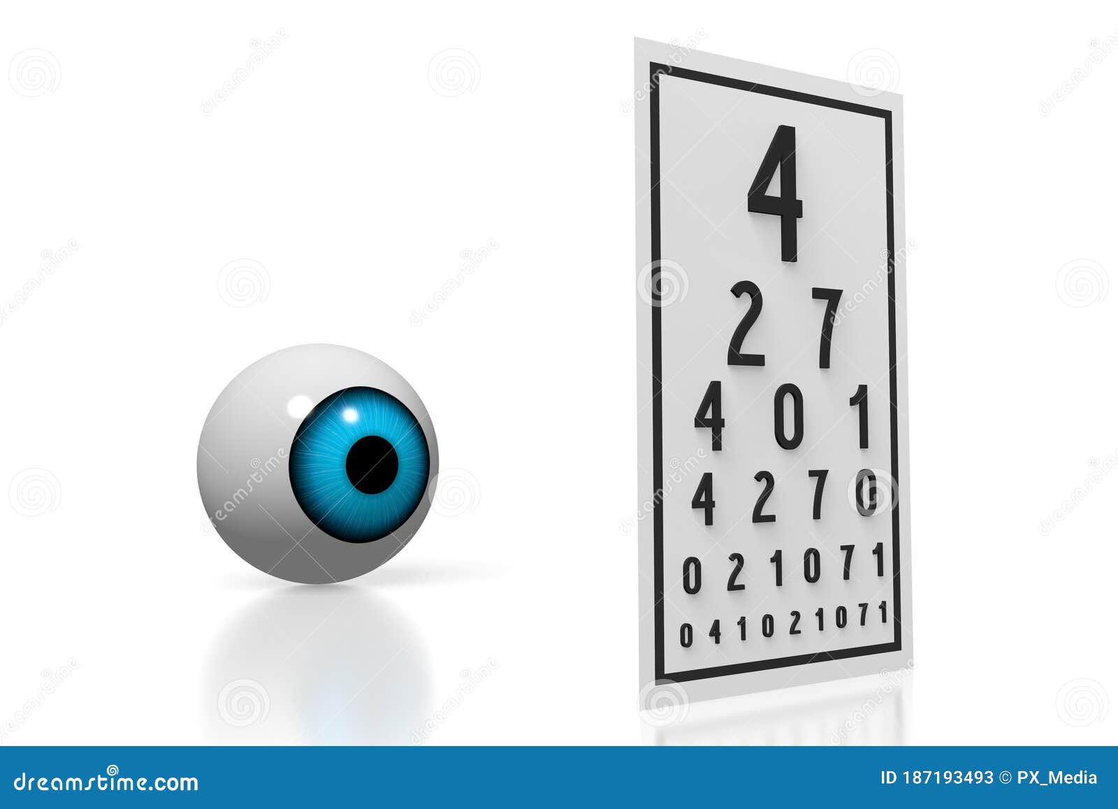 3D Eyeball, Test Chart, White Background Stock Illustration ...