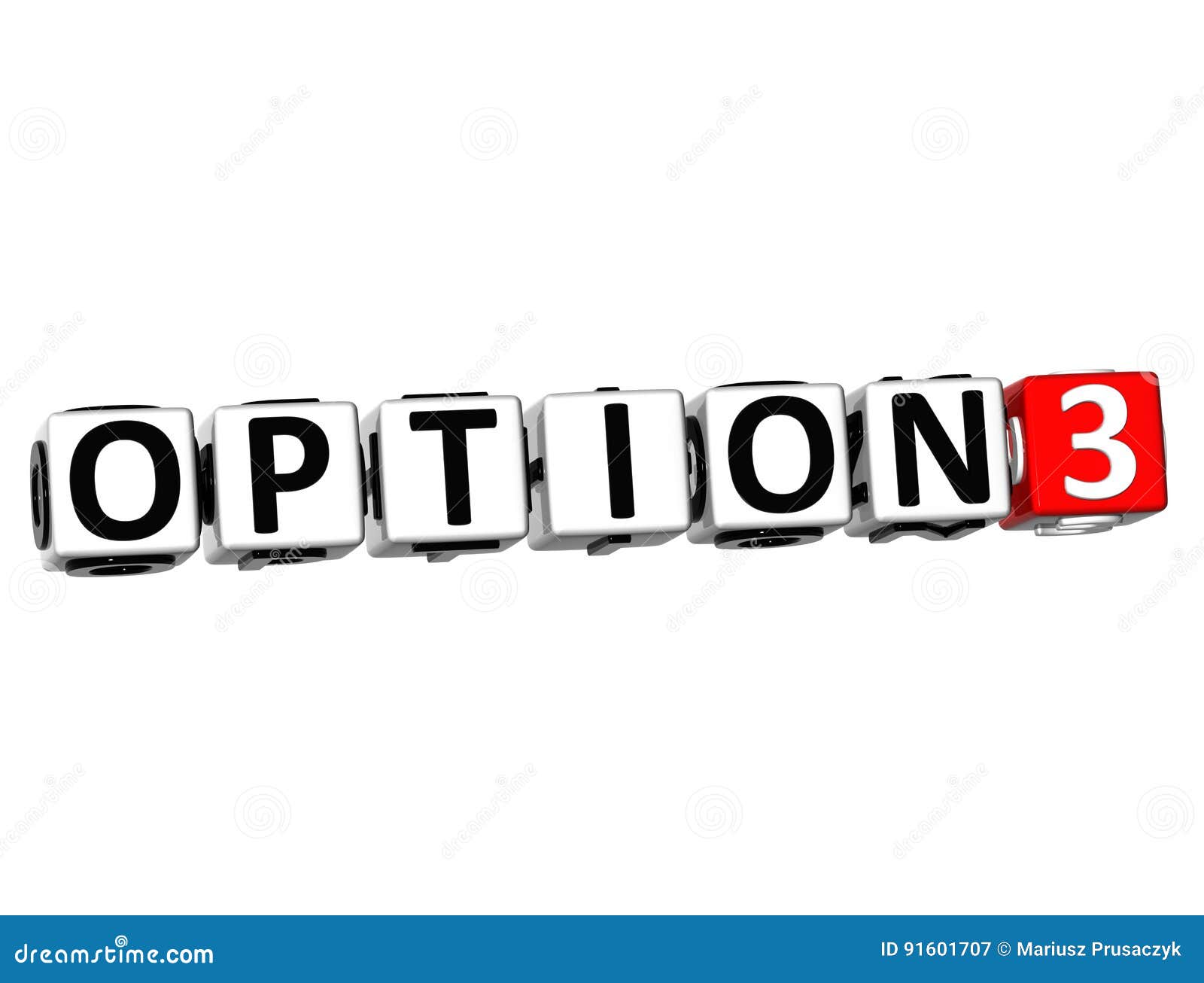 3D Option 3 Button Click Here Block Text Stock Illustration ...