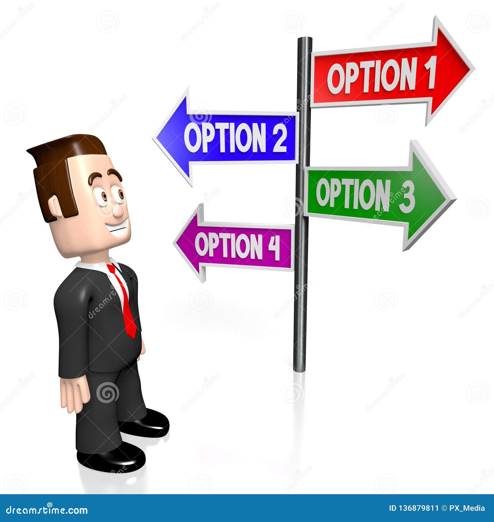 3D options concept stock illustration. Illustration of signpost - 136879811