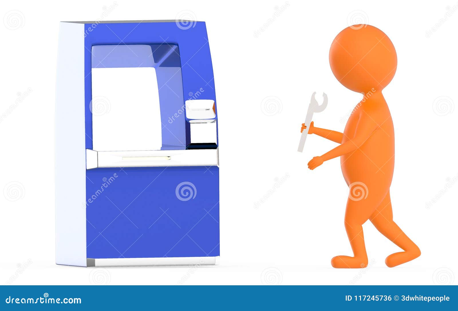 3d Orange Atm Technician Character Stock Illustration - Illustration of ...