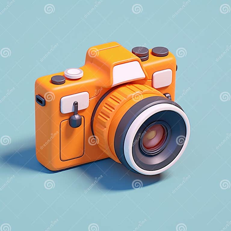 A 3d Orange Camera on Sky Blue Background Generative AI Stock ...