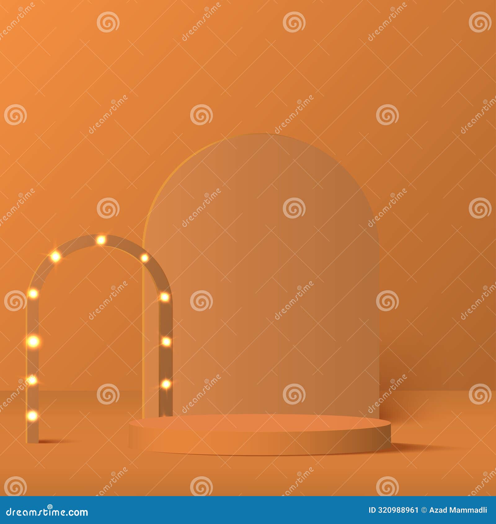 3d Orange Color Podium with Lighting and Minimal Orange Wall Scene ...