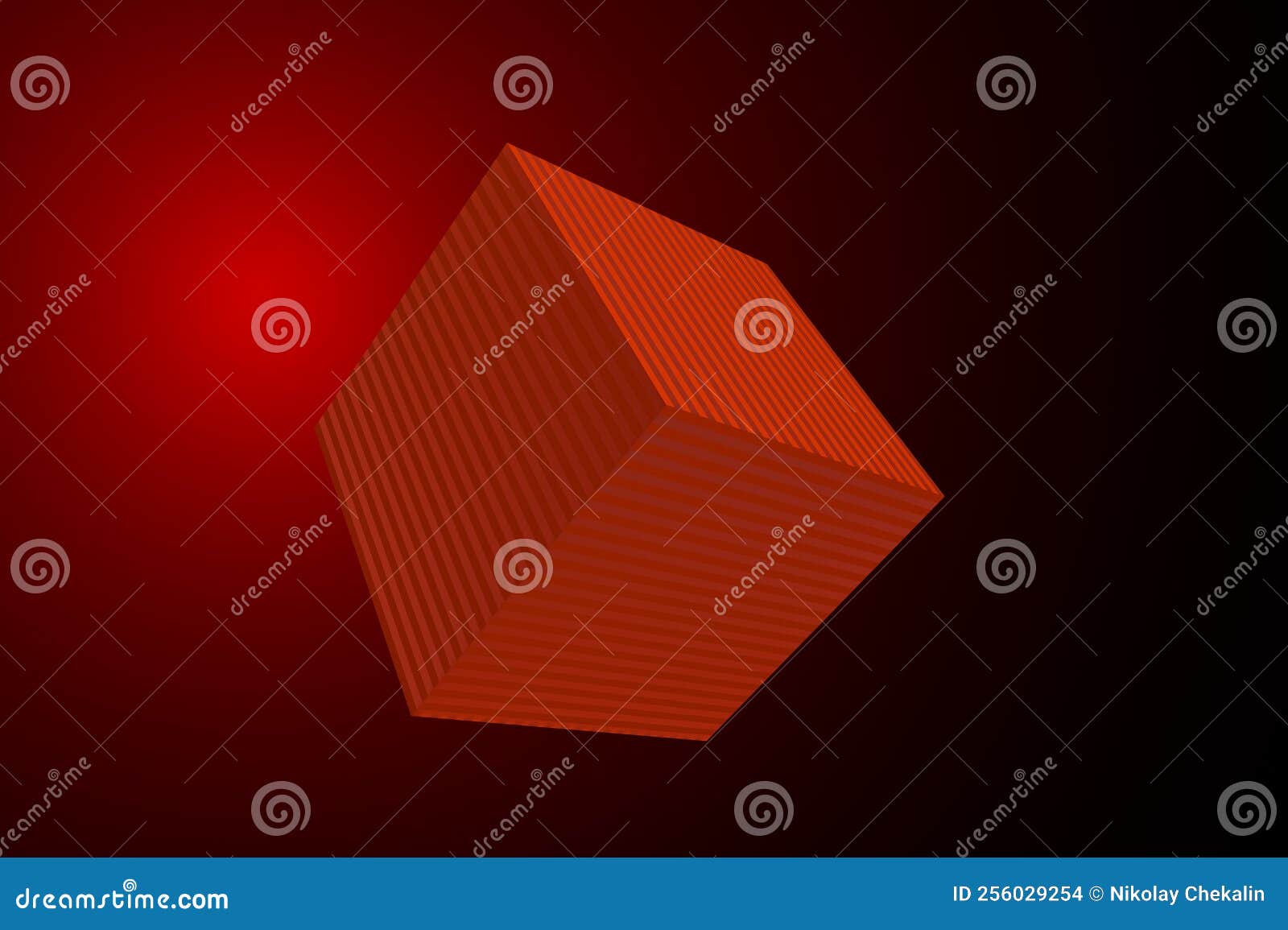 3D Orange Cube in Dark Red Space Stock Illustration - Illustration of ...