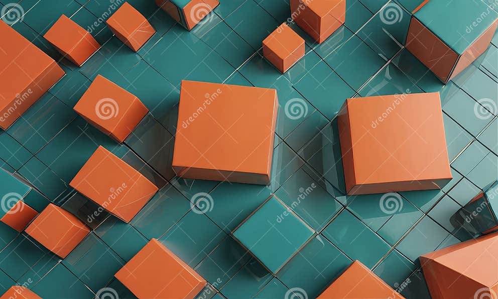 3D Orange Cubes Arranged in Grid-like Pattern, with Some Cubes ... 3D Orange Cubes Arranged in Grid-like Pattern, with Some Cubes ...