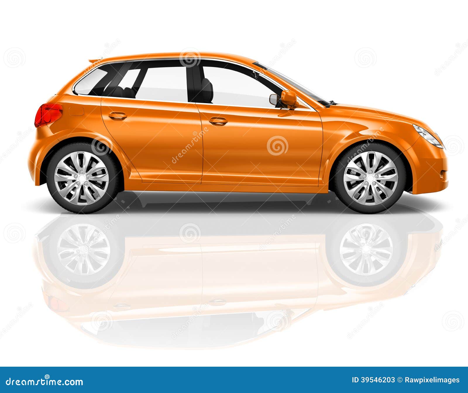 3D Orange Hatchback Car on White Background Stock Image - Image of ...