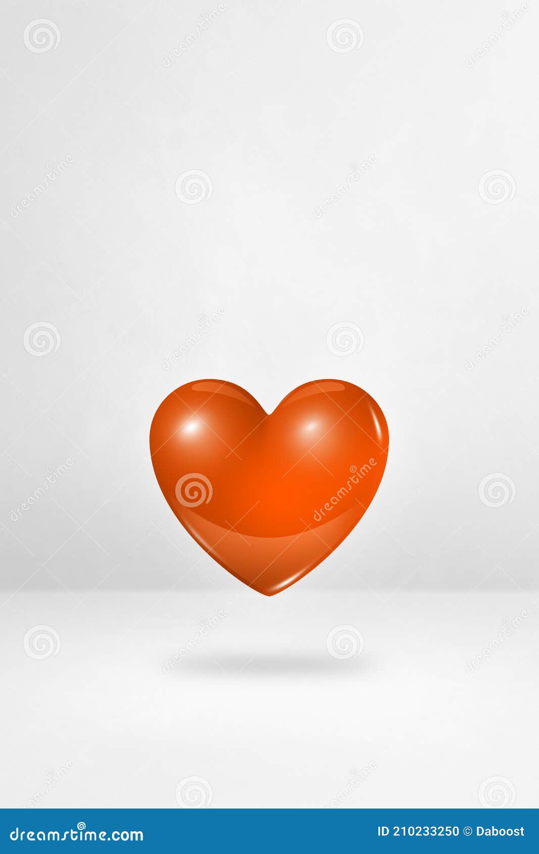 3D Orange Heart on a White Studio Background Stock Illustration ...