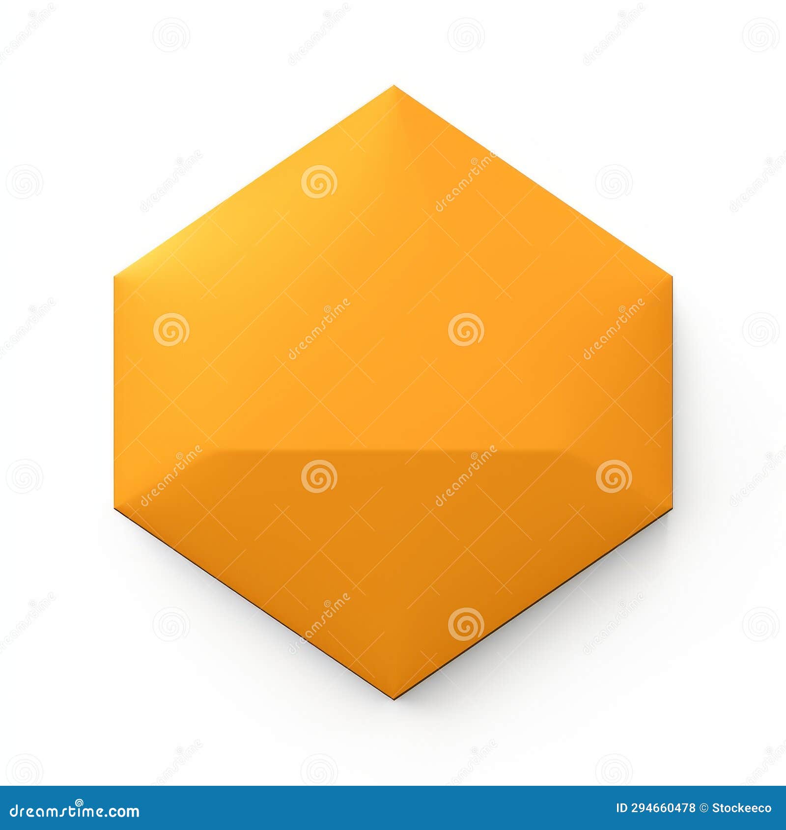 3d Orange Hexagon Shape with Streamlined Design on White Background ...