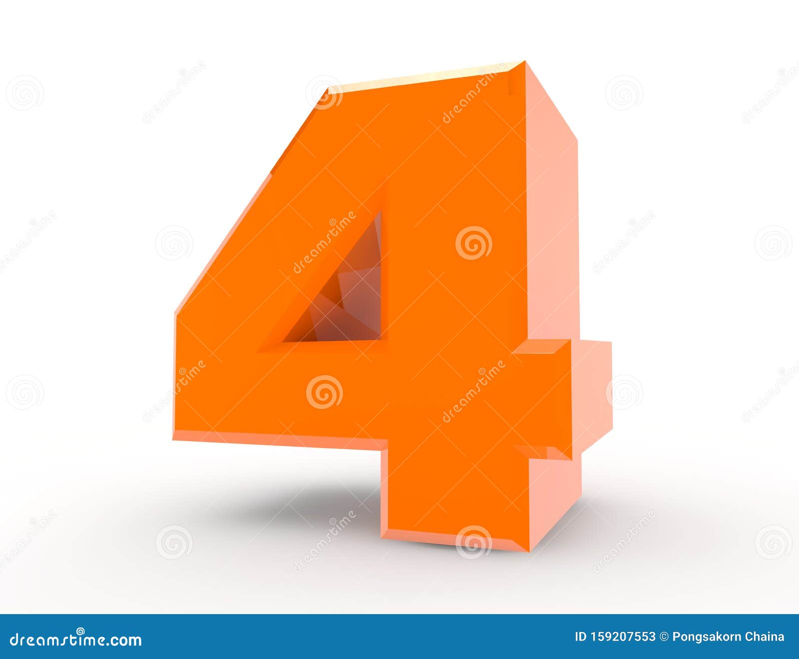 3d Orange Number 4 Isolated on White Background 3d Rendering Stock ...