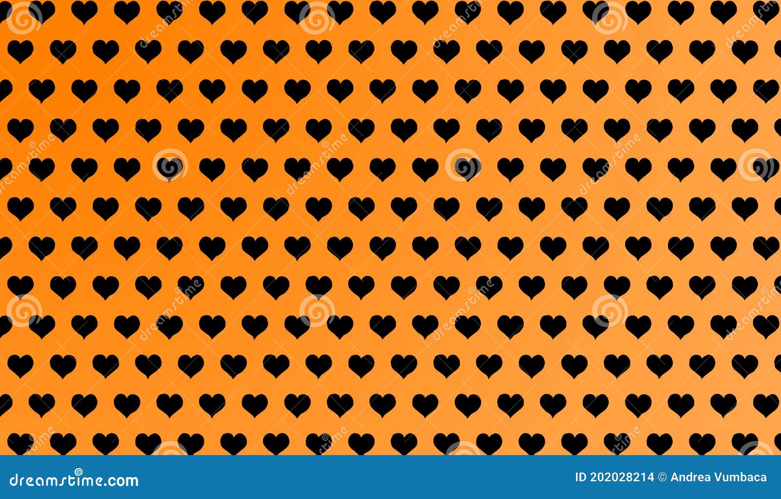 2d Orange Pattern of Cartoon Hearts on Isolated Background Stock ...