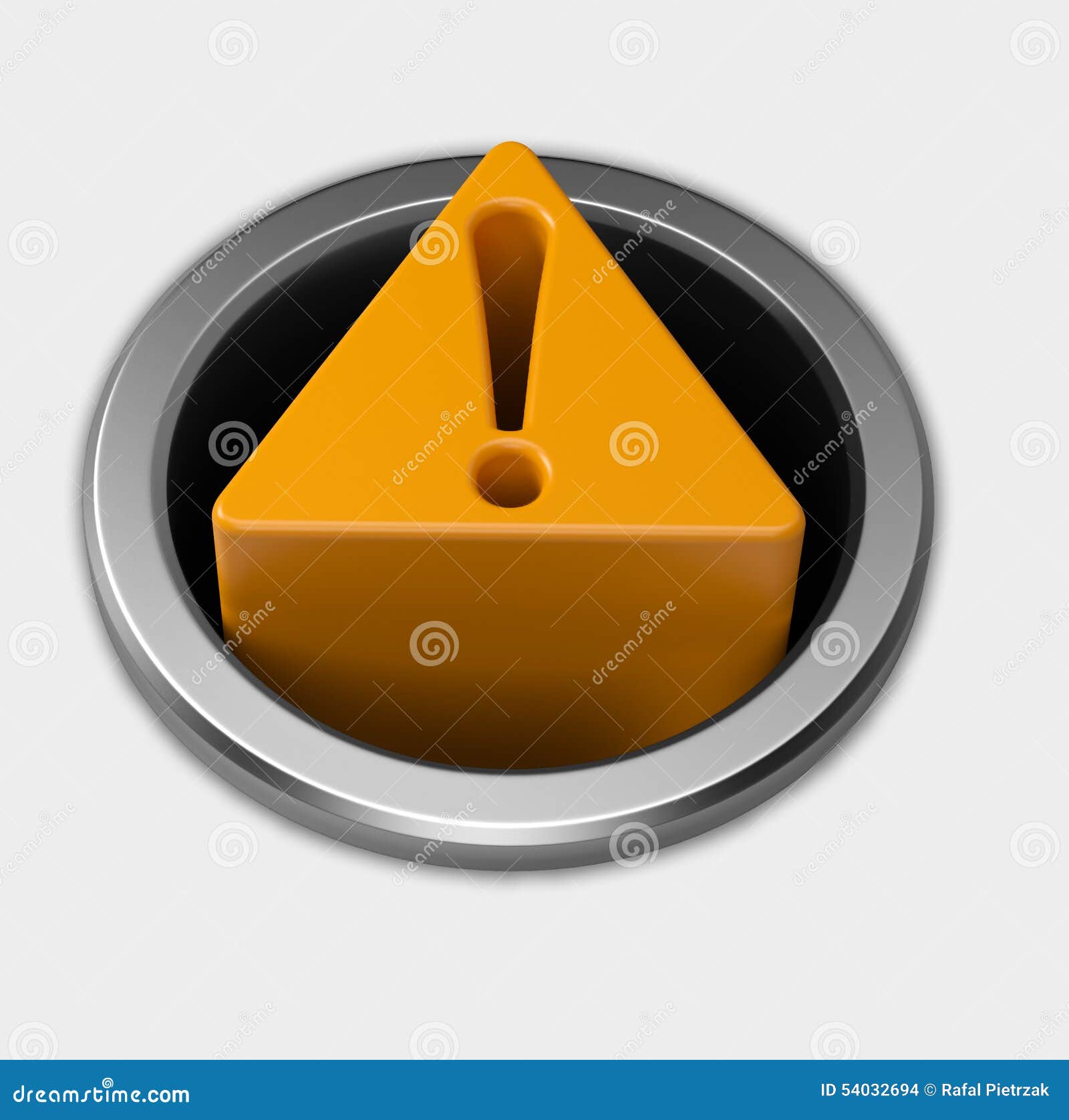 3D orange warning sign stock illustration. Illustration of button ...