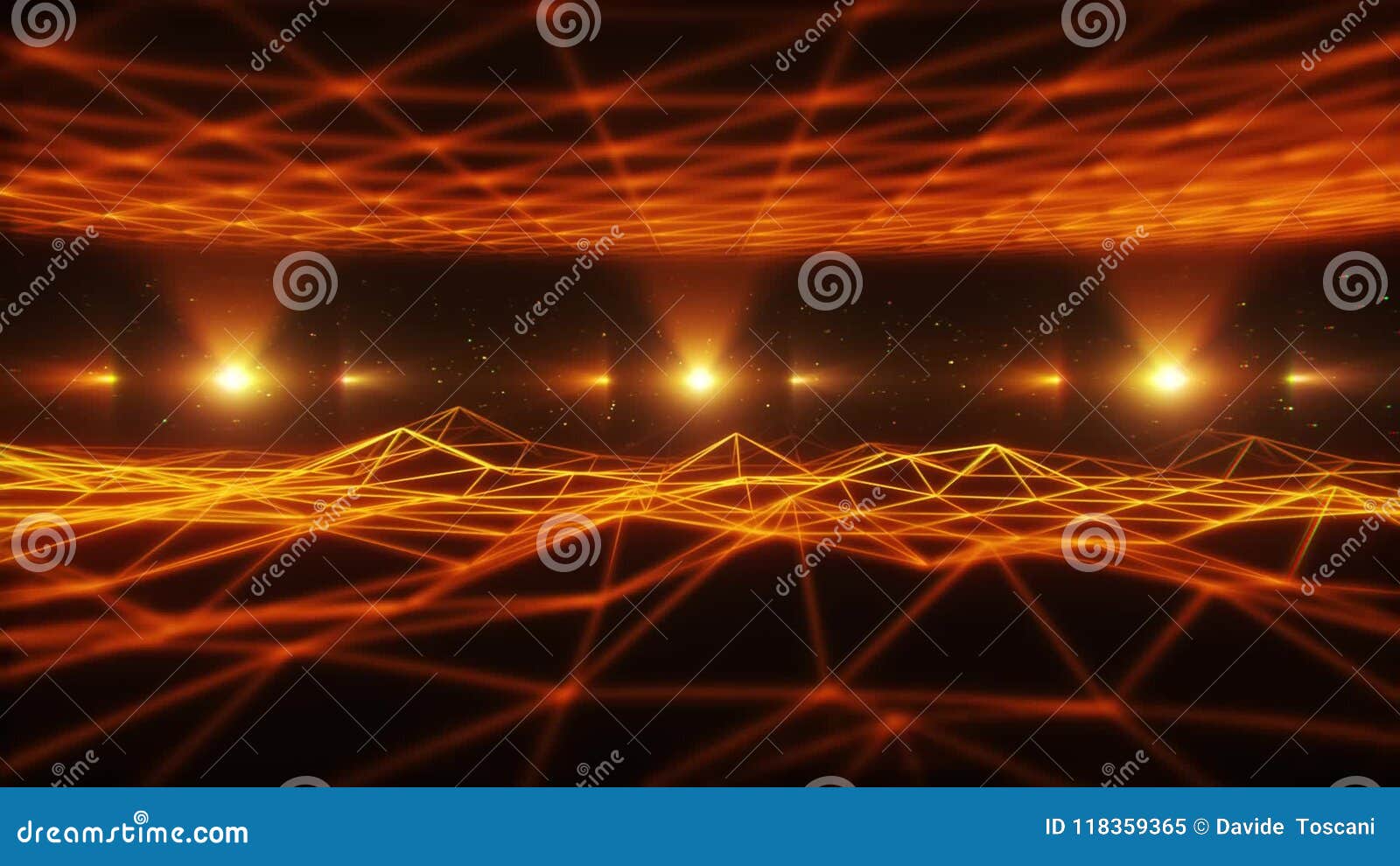 3D Orange Wireframe Landscape in Cyberspace VJ Loop Background Stock ...
