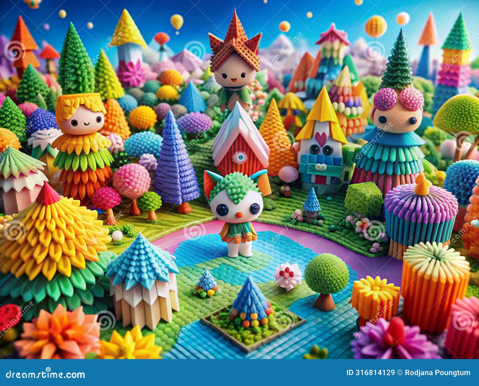 3D Origami Peper Doll With Rainbow Background Royalty-Free Stock ...