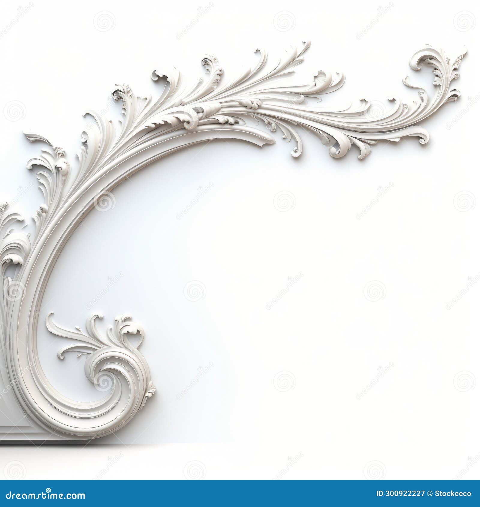 Elegant White Ornate Wooden Scroll 3d - Rococo Art and Design Stock ...