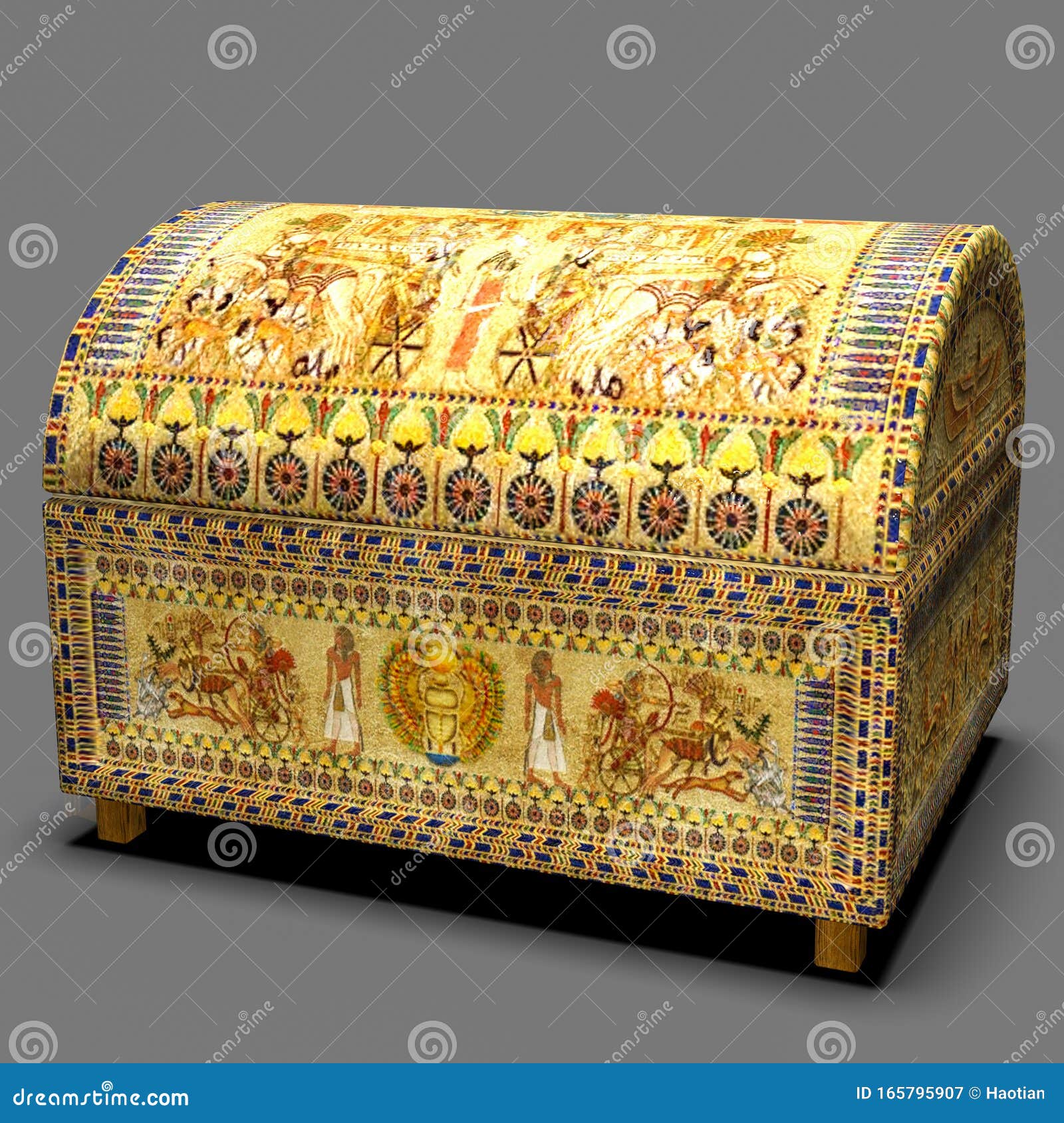 3D Ornate Golden Egyptian Chest Stock Illustration - Illustration of ...