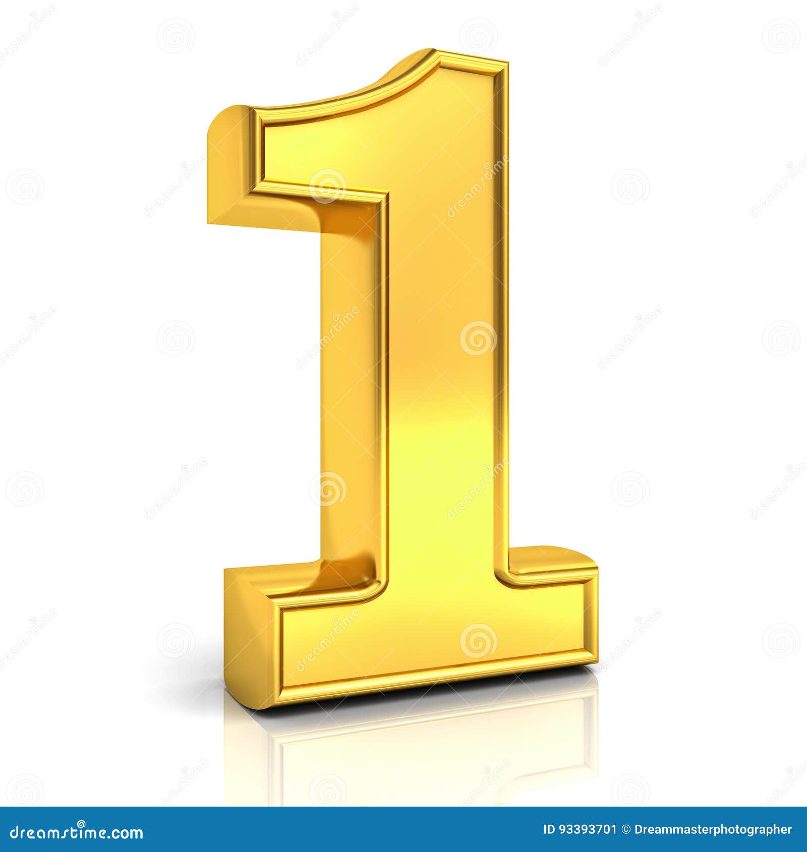 3D Oro Número Uno, 1 Aislado Sobre Blanco Stock de ilustración ...
