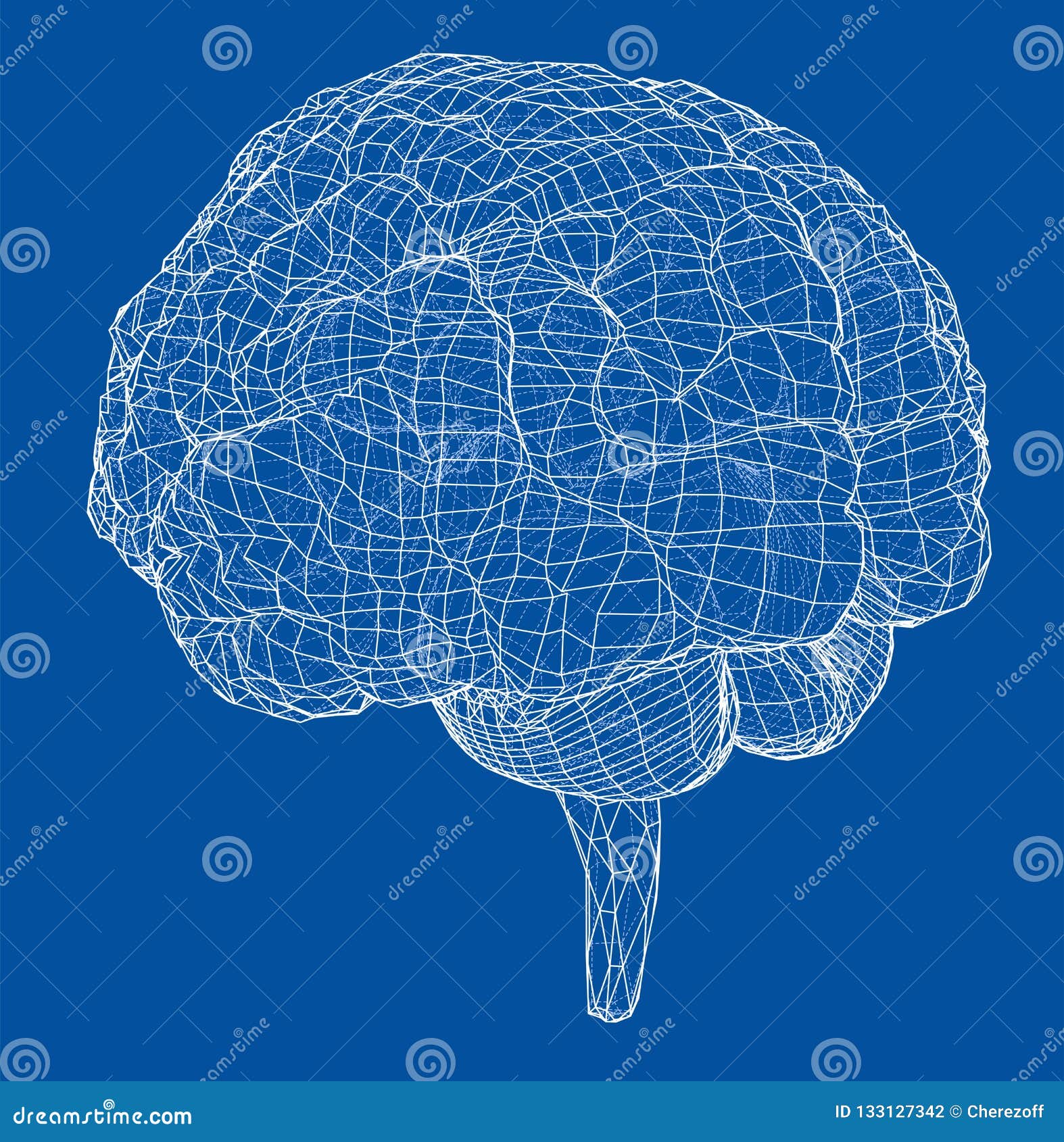 3D outline brain stock illustration. Illustration of brain - 133127342